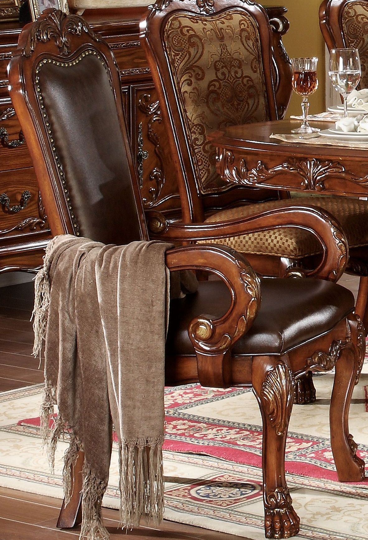 Dresden Cherry Oak Double Pedestal Extendable Dining Room Set by ACME ...