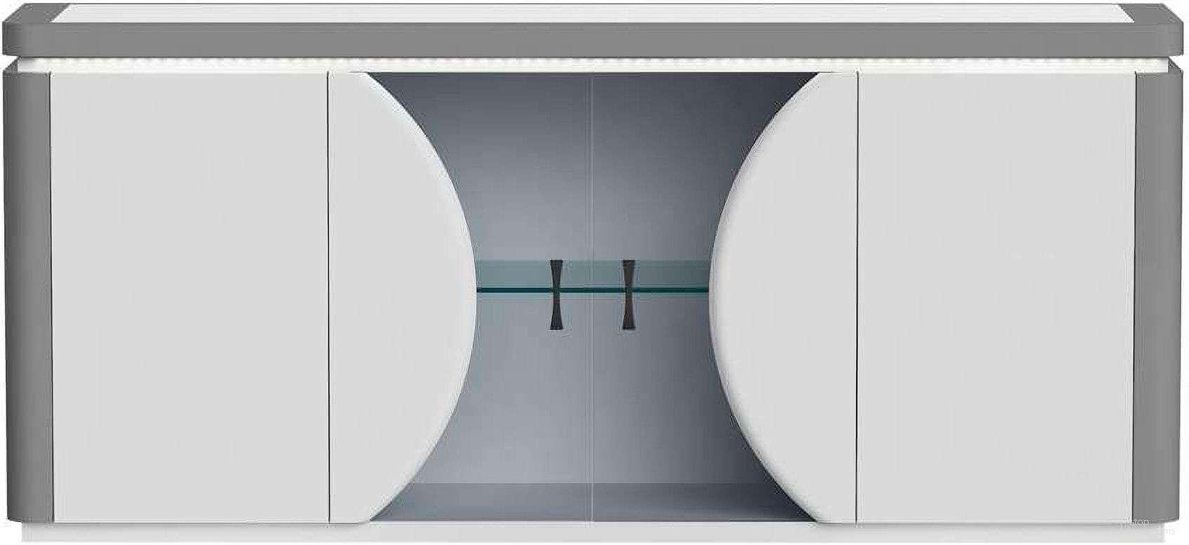 2 Tone Contemporary Buffet with Tinted Glass Doors and LED Light by ...