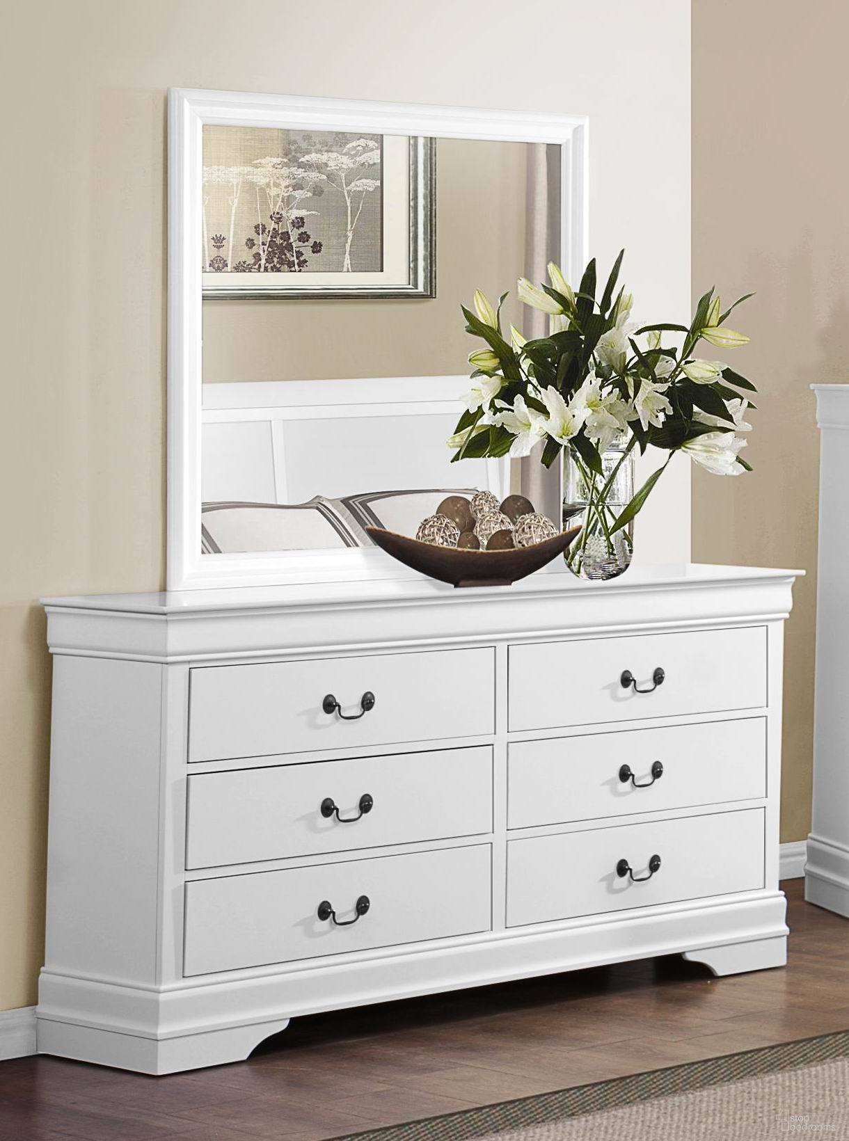 Mayville Burnished White Sleigh Bedroom Set by Homelegance | 1StopBedrooms