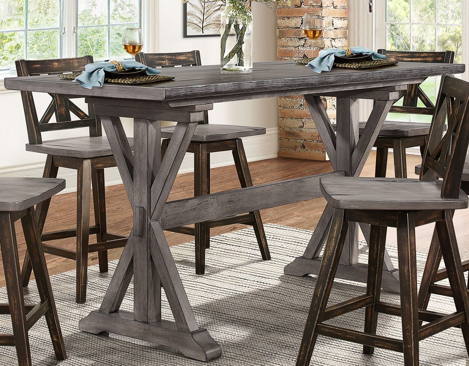 Amsonia Gray Counter Height Dining Room Set by Homelegance | 1StopBedrooms