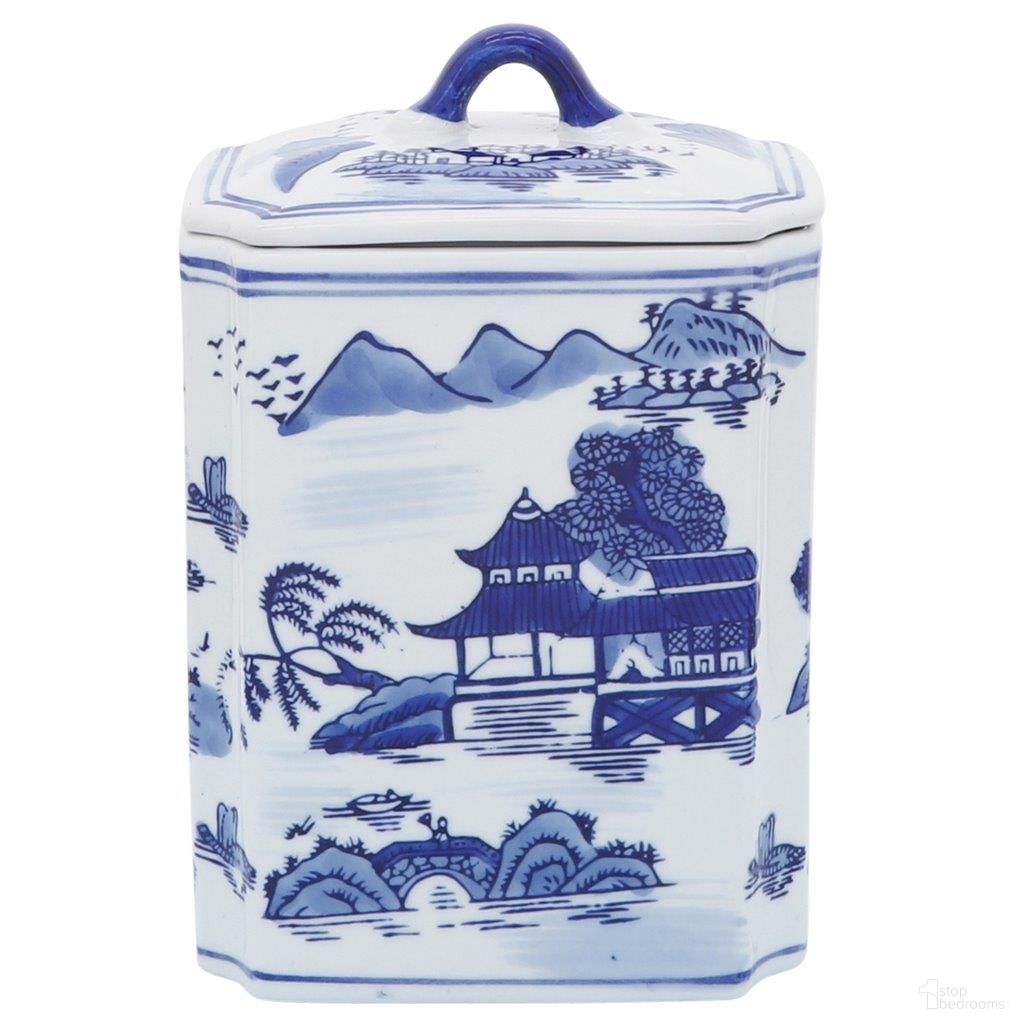 8 Inch Rectangular Jar With Lid In Blue by Sagebrook | 1StopBedrooms