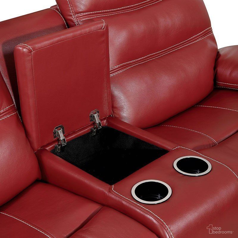 Cavan Reclining Loveseat w/ Console (Red) by Furniture of America ...