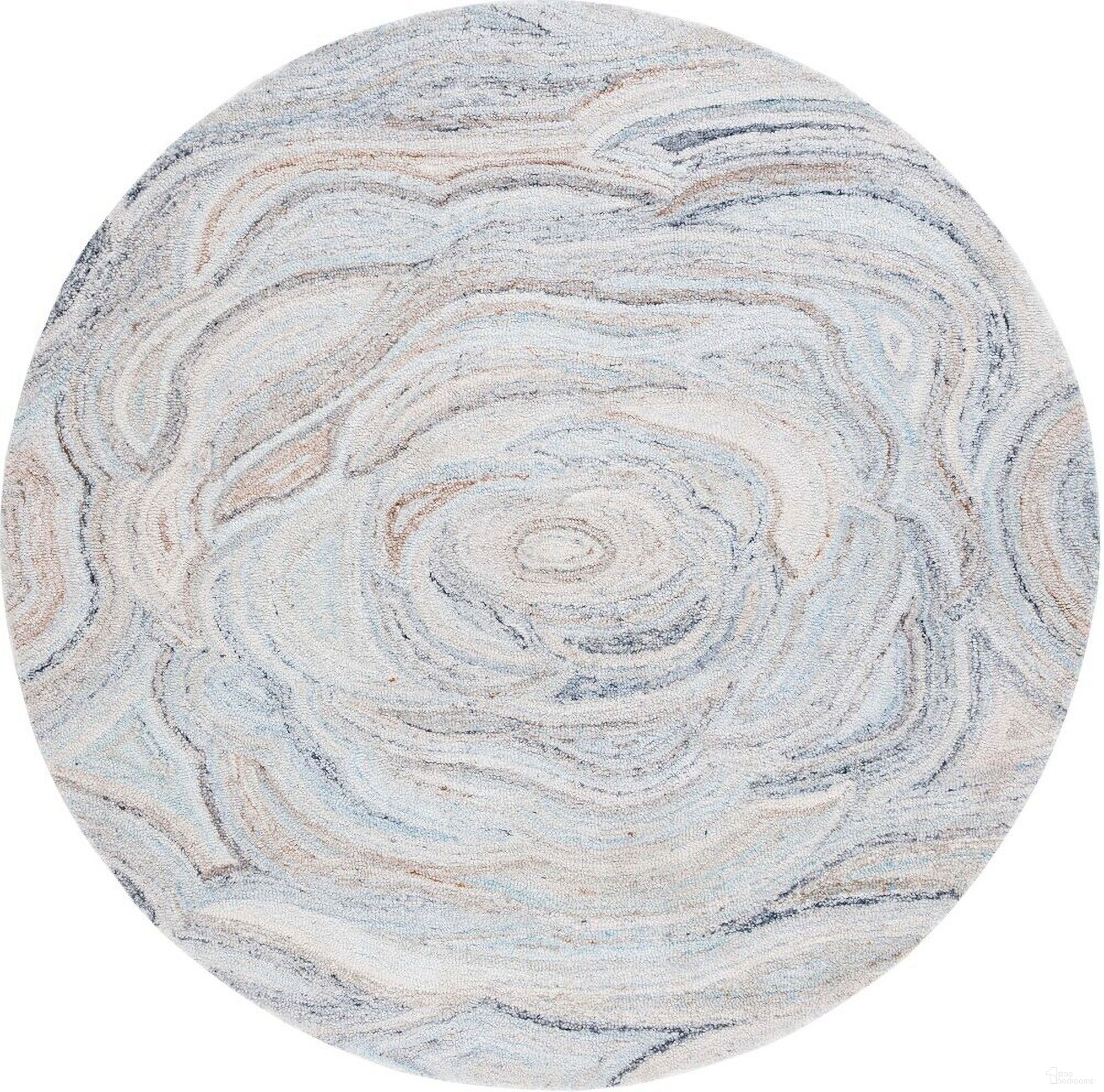 Abstract Hand Tufted Beige and Blue 6' x 6' Round Rugs by Safavieh ...