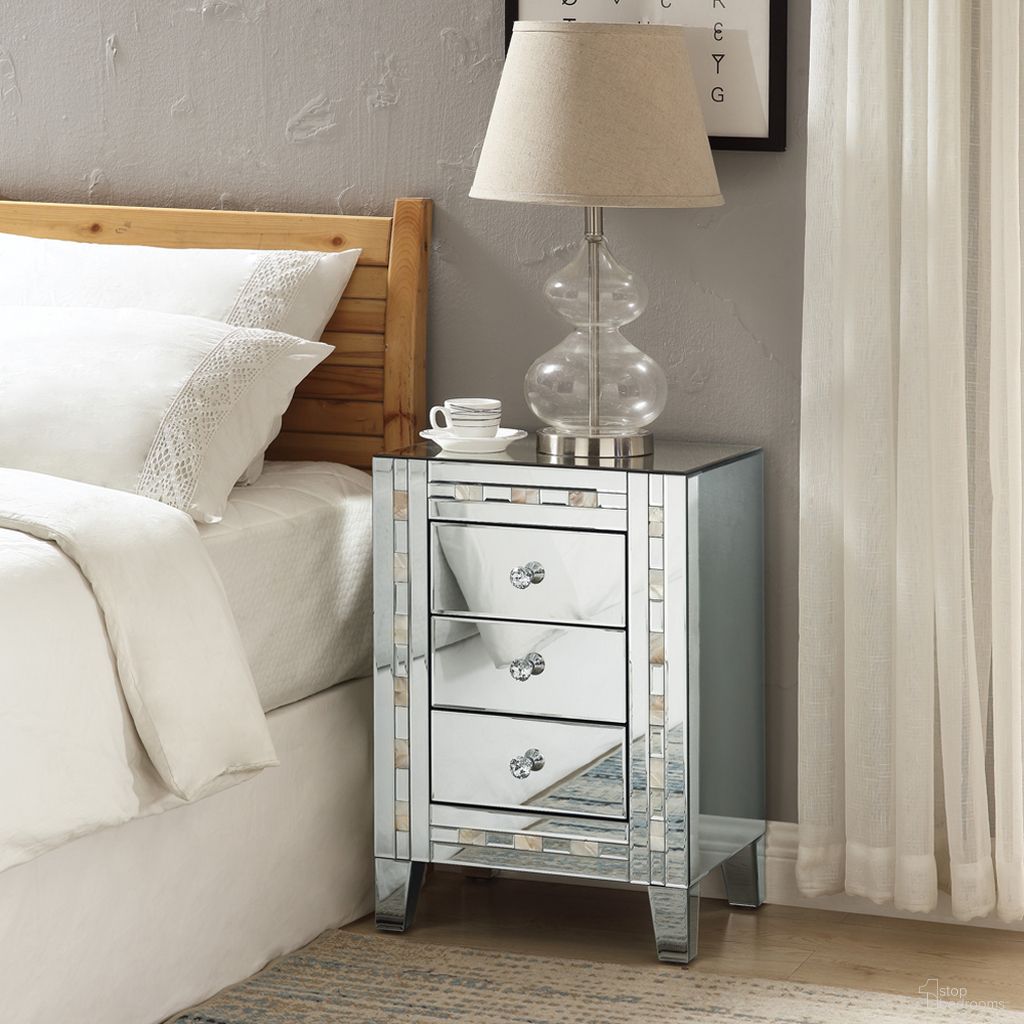 Acme Nasa Accent Table In Mirrored And Mother Pearl | 1StopBedrooms
