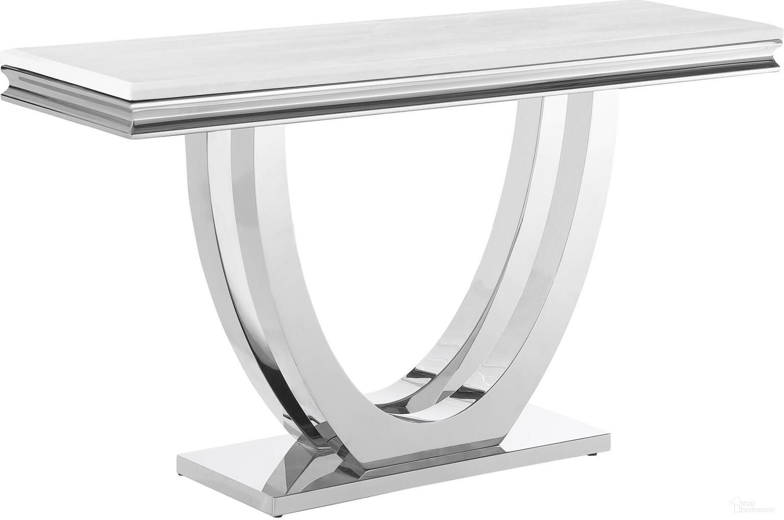 Kerwin U-base Rectangle Sofa Table White and Chrome by Coaster ...