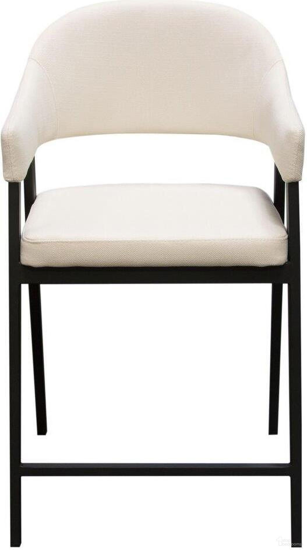 Adele Set Of Two Counter Height Chairs In Cream Fabric With Black ...