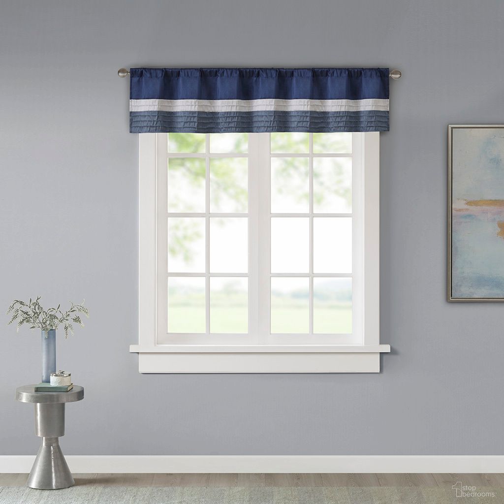 Amherst Polyoni Pintuck Window Valance In Navy by Olliix | 1StopBedrooms