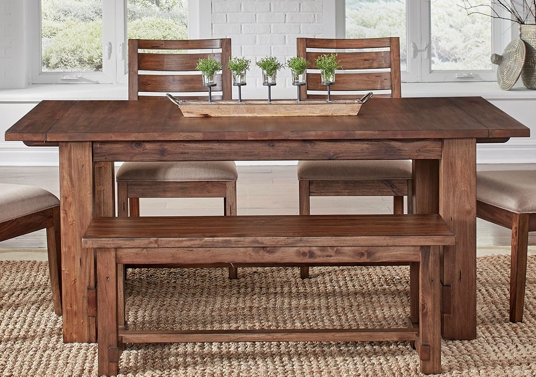 Anacortes Mahogany 105" Extendable Rectangular Trestle Dining Table by ...