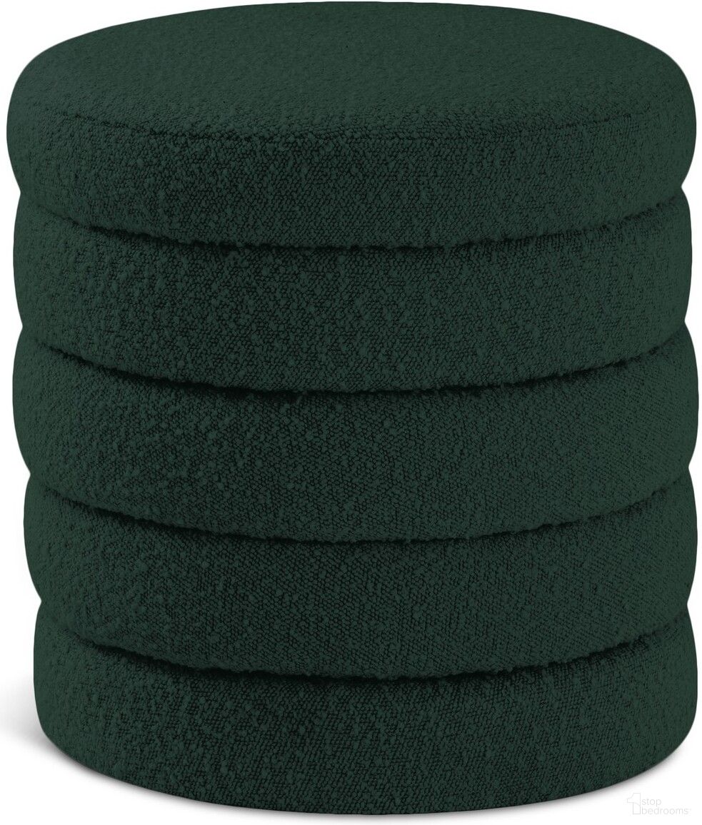 Aphia Boucle Fabric Ottoman/Stool In Green by Meridian | 1StopBedrooms