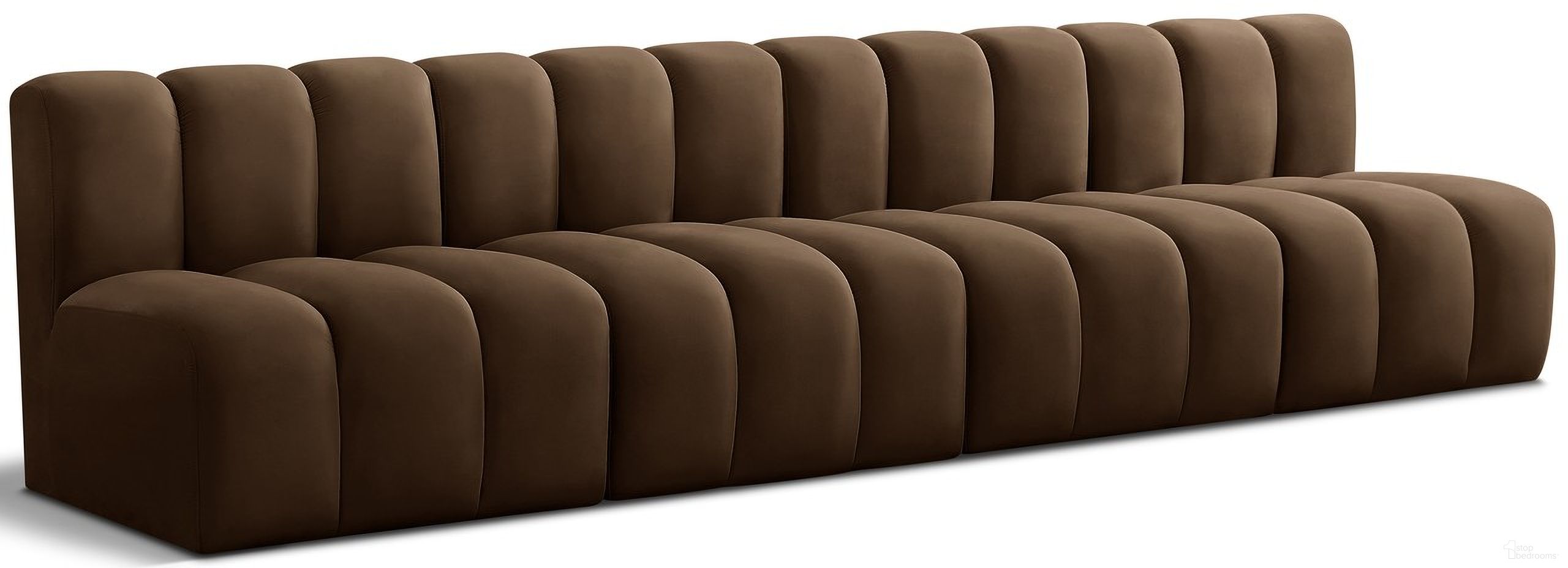 Arc 4 Seater Modular Sofa In Brown Velvet by Meridian | 1StopBedrooms