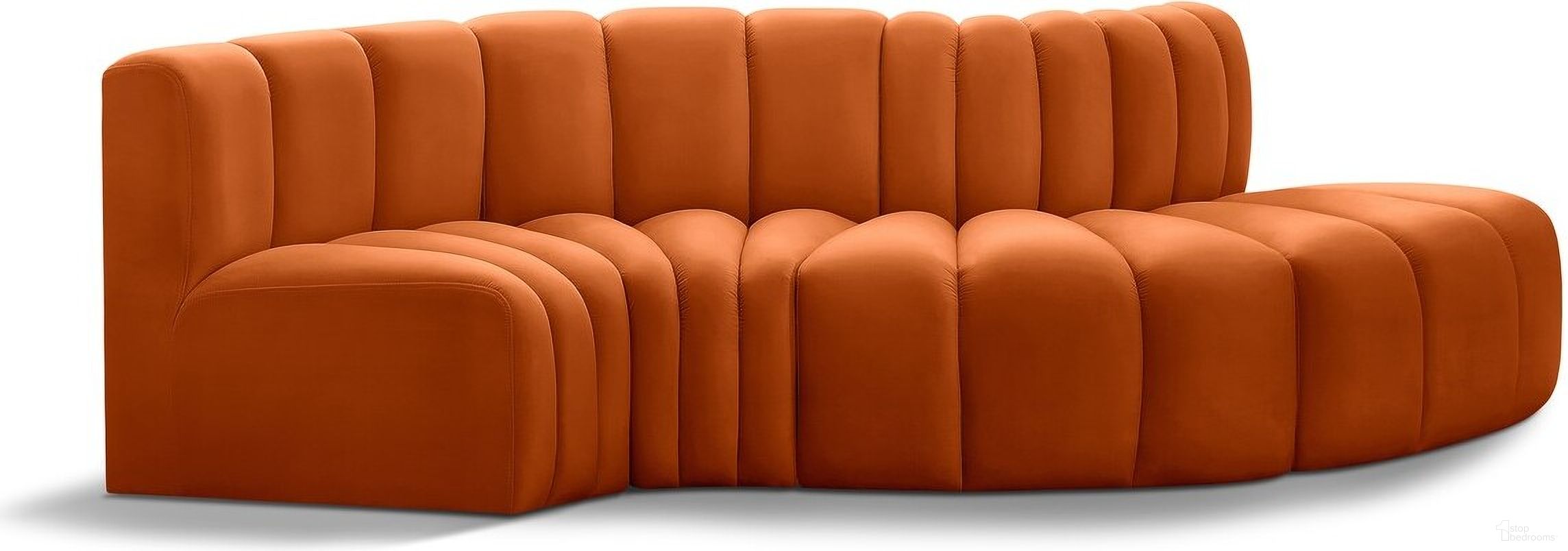 Arc Modular Sofa In Cognac Velvet by Meridian | 1StopBedrooms