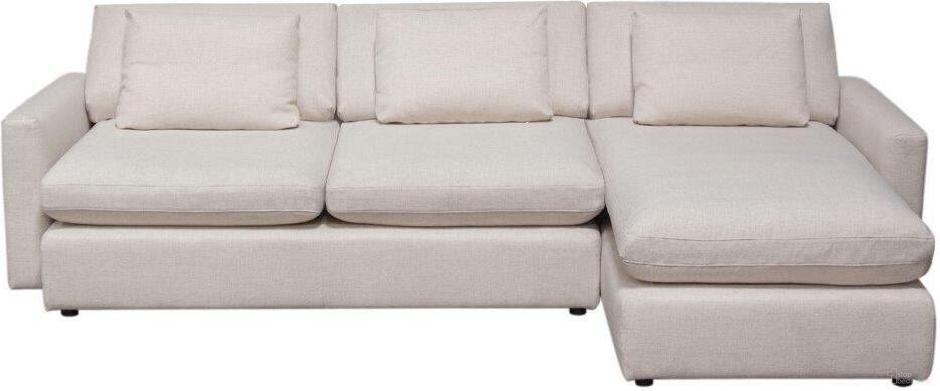 Arcadia 2 Piece Reversible Chaise Sectional with Feather Down Seating In Cream Fabric by Diamond ...