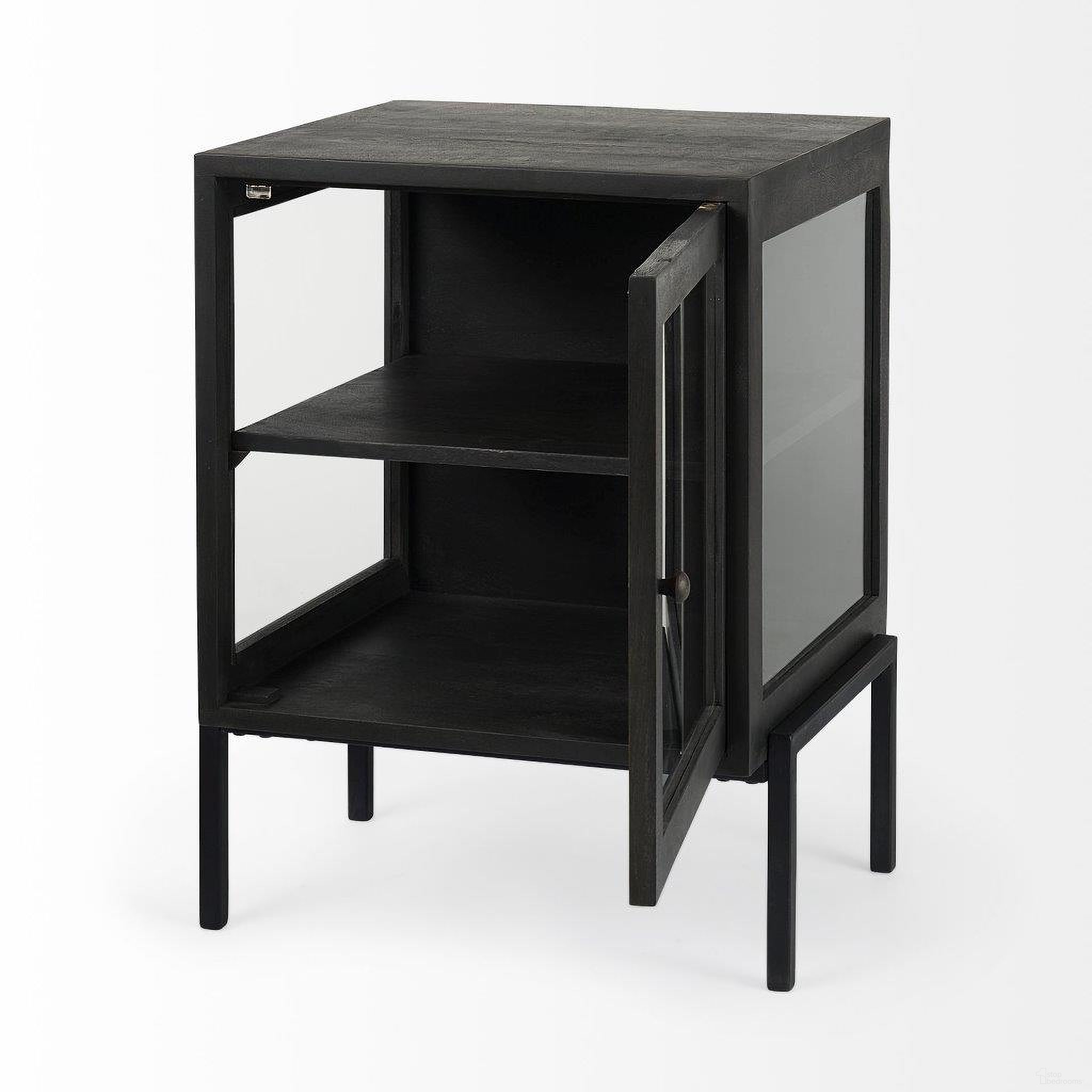 Arelius Dark Brown Wood With Black Metal Frame Side Table by Mercana ...