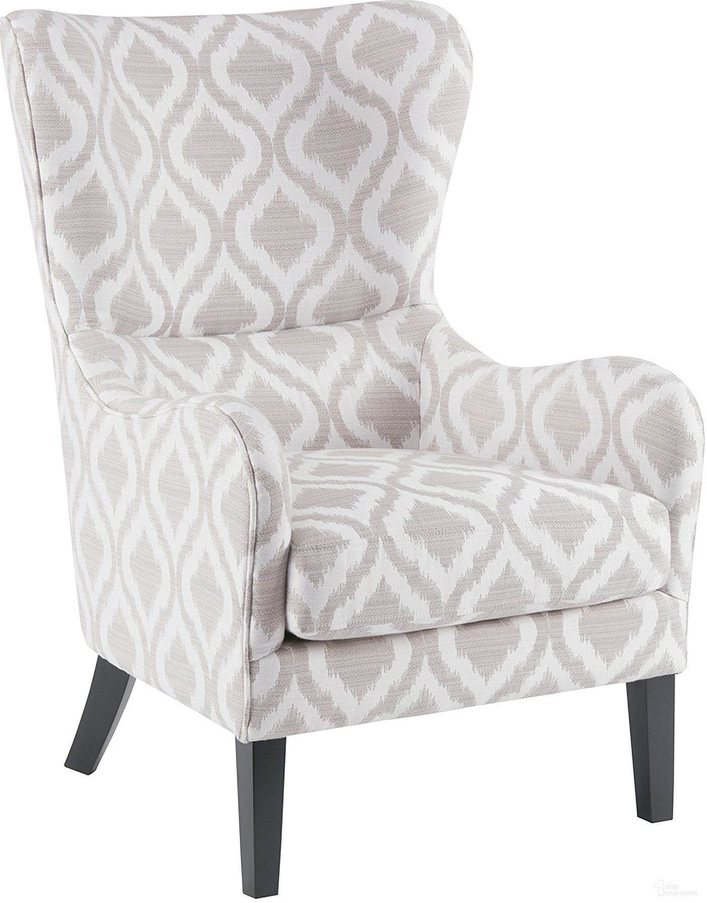 Arianna Swoop Wing Chair In Grey And White by Olliix | 1StopBedrooms