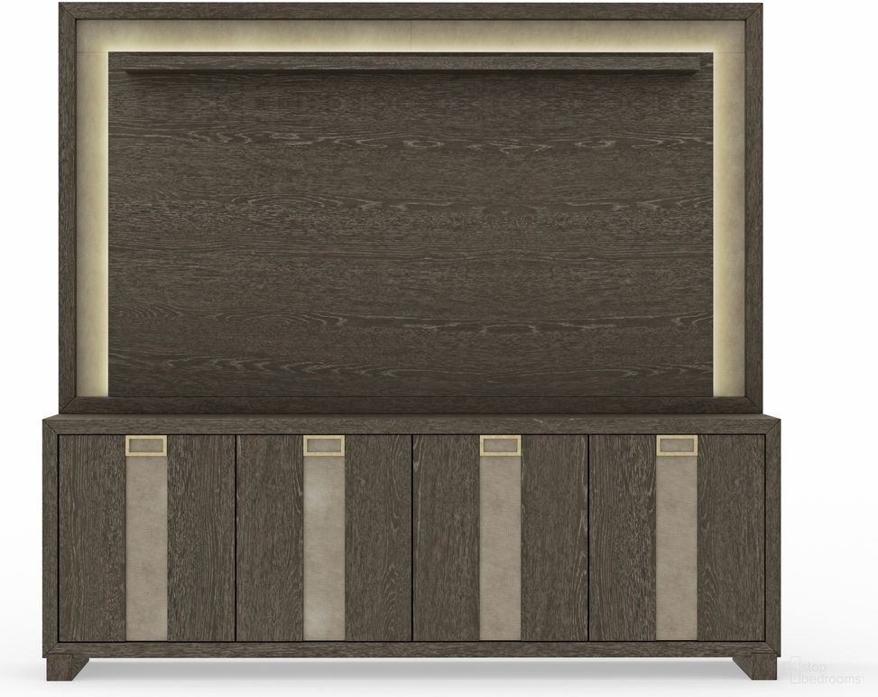 Ascent 90 Inch TV Console with Hutch and Back Panel In Dark Chocolate ...