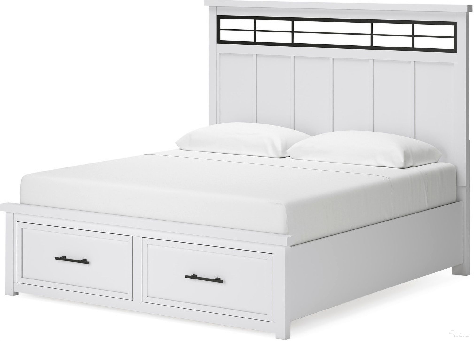 Ashbryn King Panel Storage Bed In White/Natural by Ashley Furniture ...