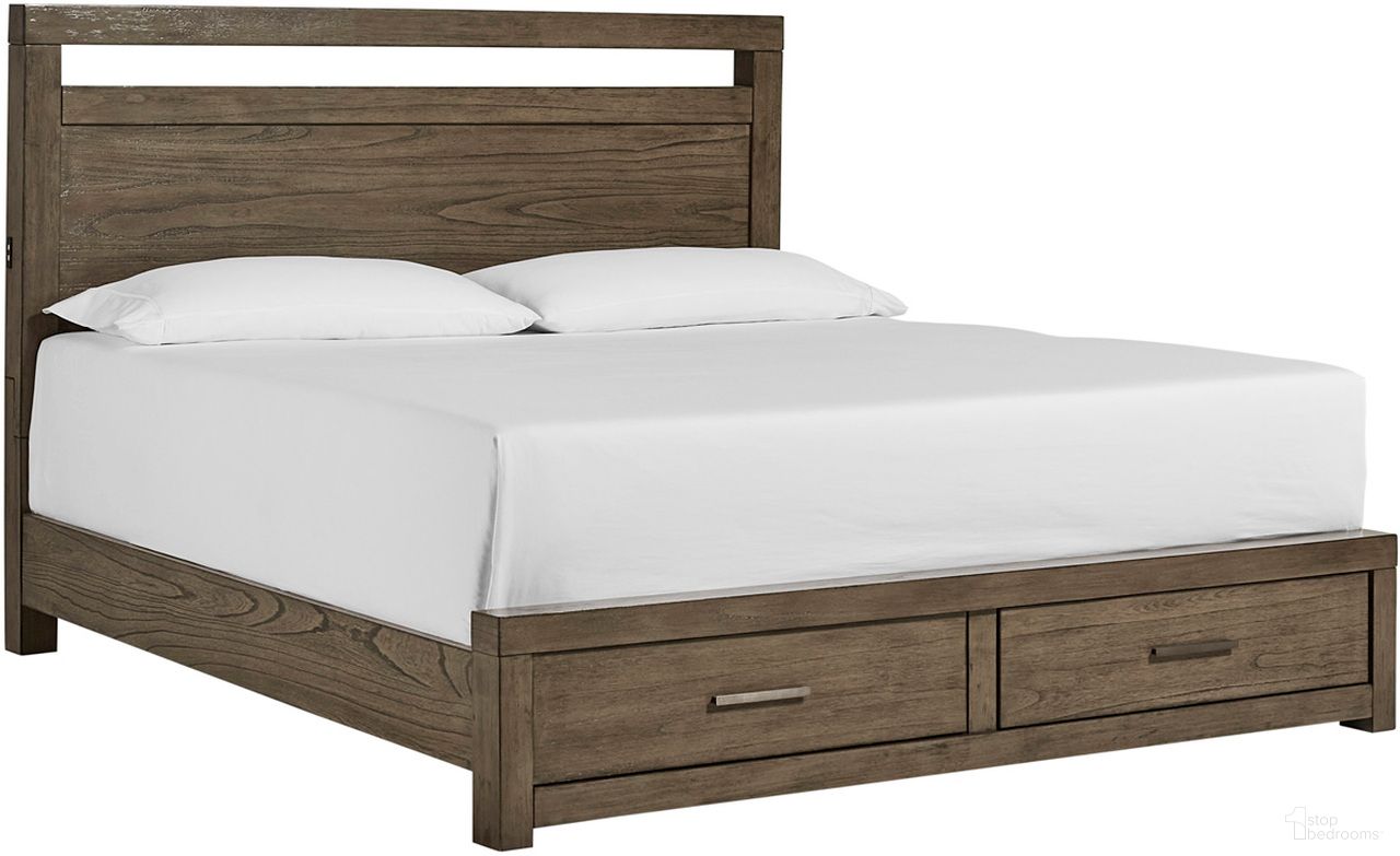 Aspenhome Modern Loft Queen Panel Storage Bed in Greystone | 1StopBedrooms