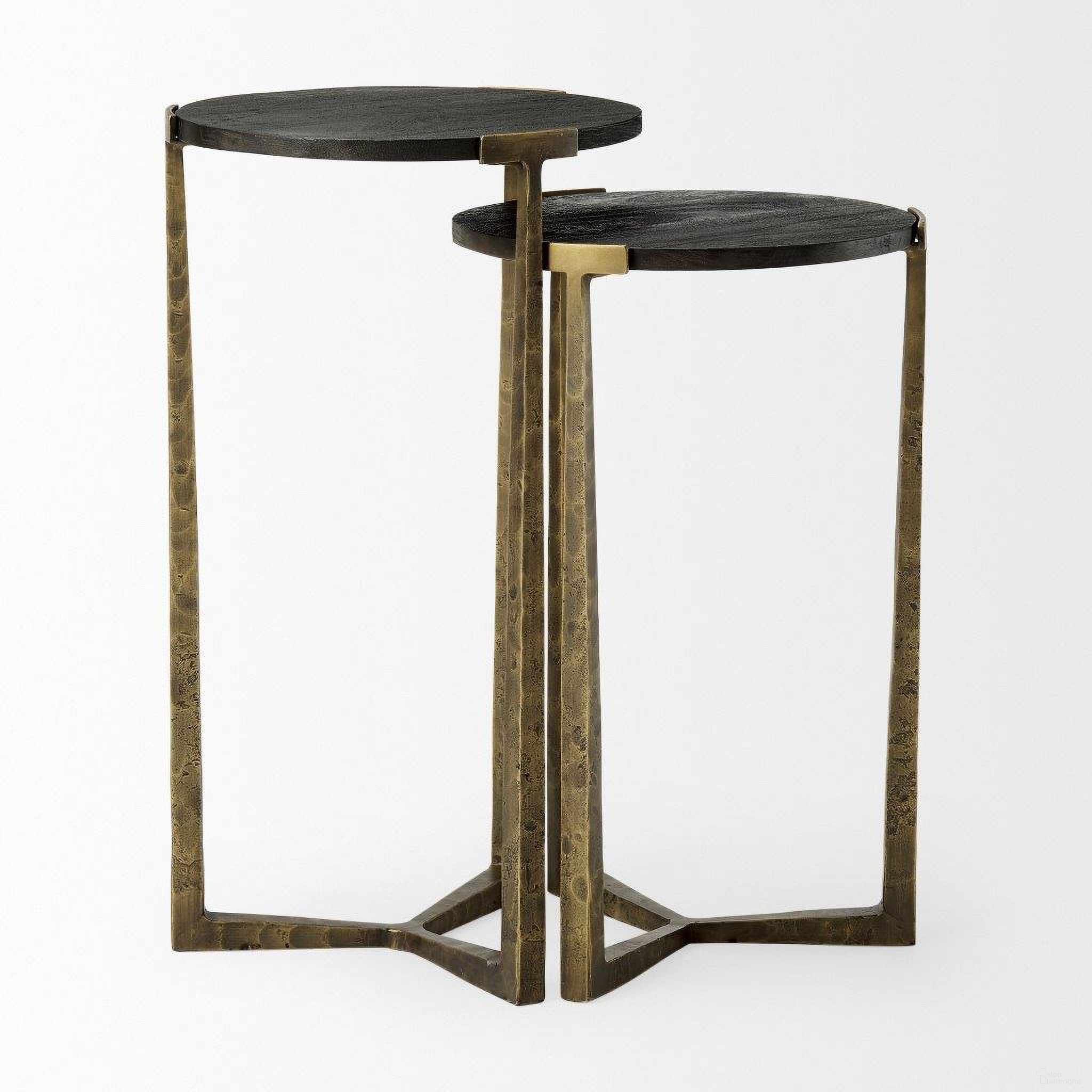 Atticus Black Wood And Antiqued Gold Metal Nesting Accent Tables Set of ...
