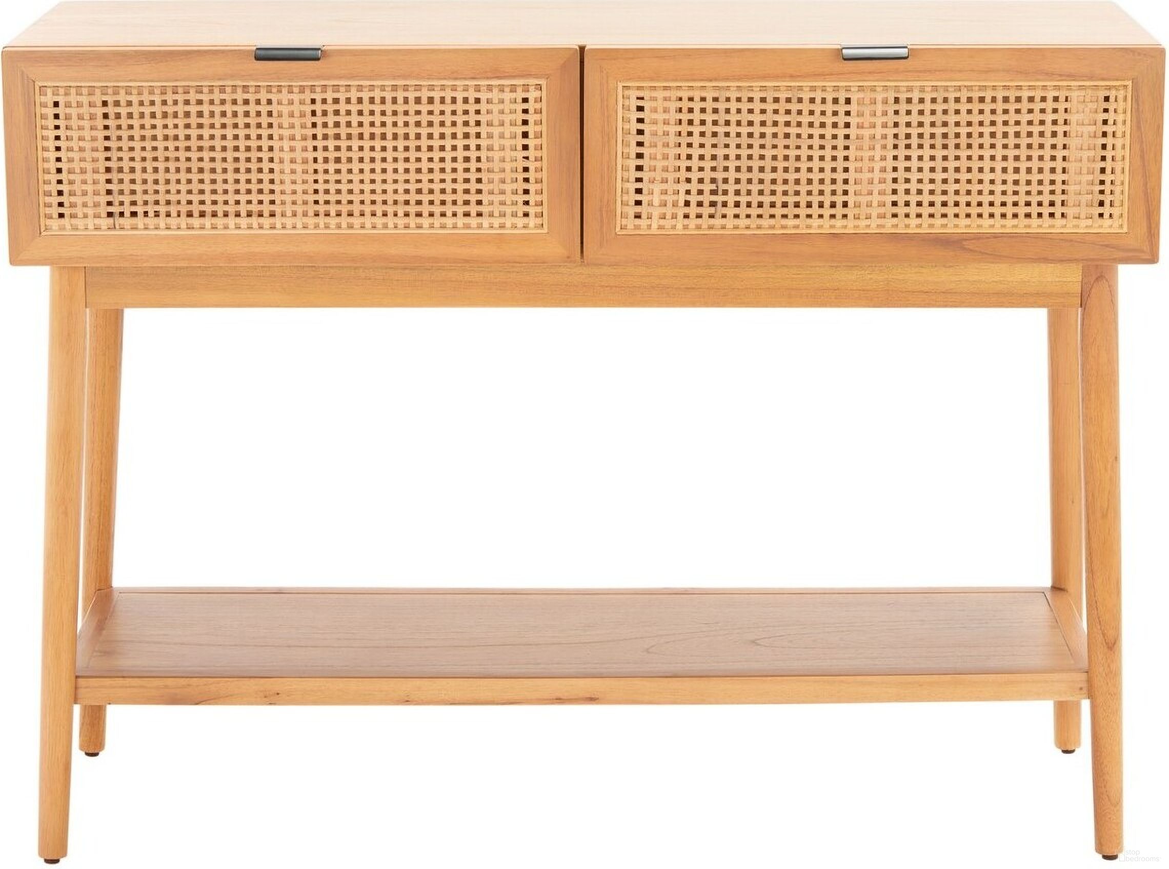 Baisley 2 Drawer Rattan Console Table in Natural by Safavieh ...