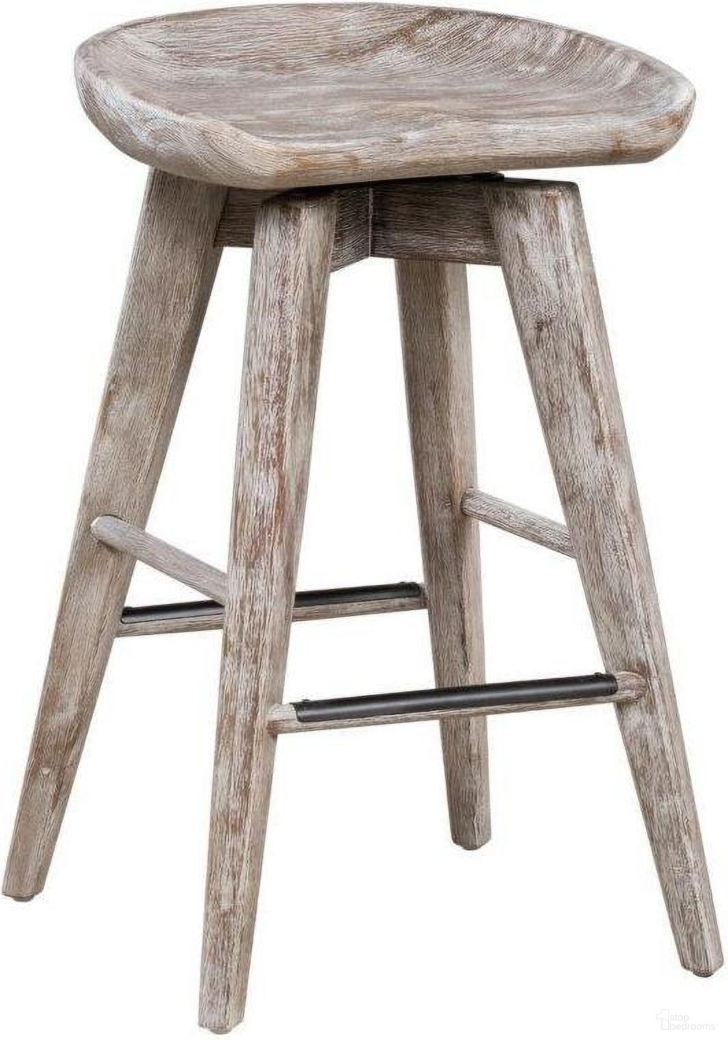 Bali 24 Inch Backless Swivel Counter Stool In Barnwood Wire Brush by ...