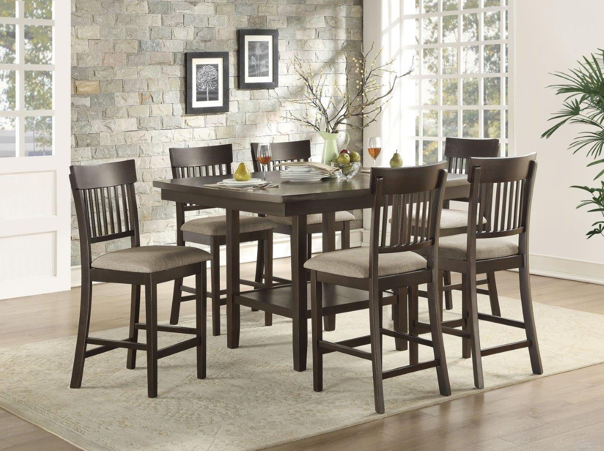Balin Dark Brown Lazy Susan Counter Height Dining Room Set by ...