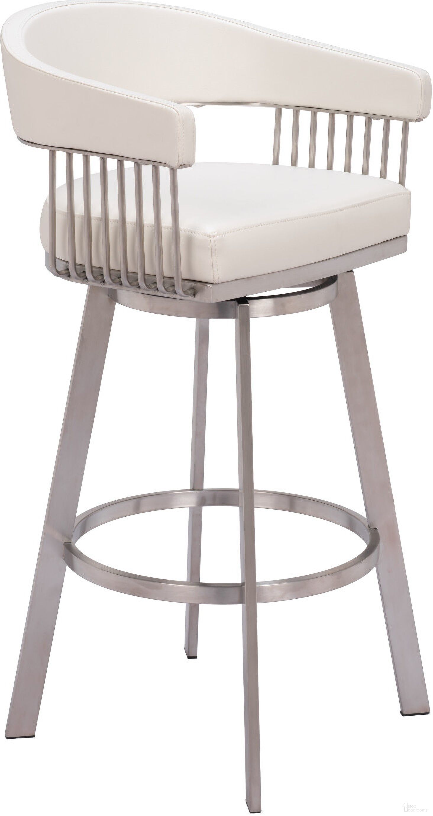 Bantry Swivel Barstool In White by Zuo Modern | 1StopBedrooms