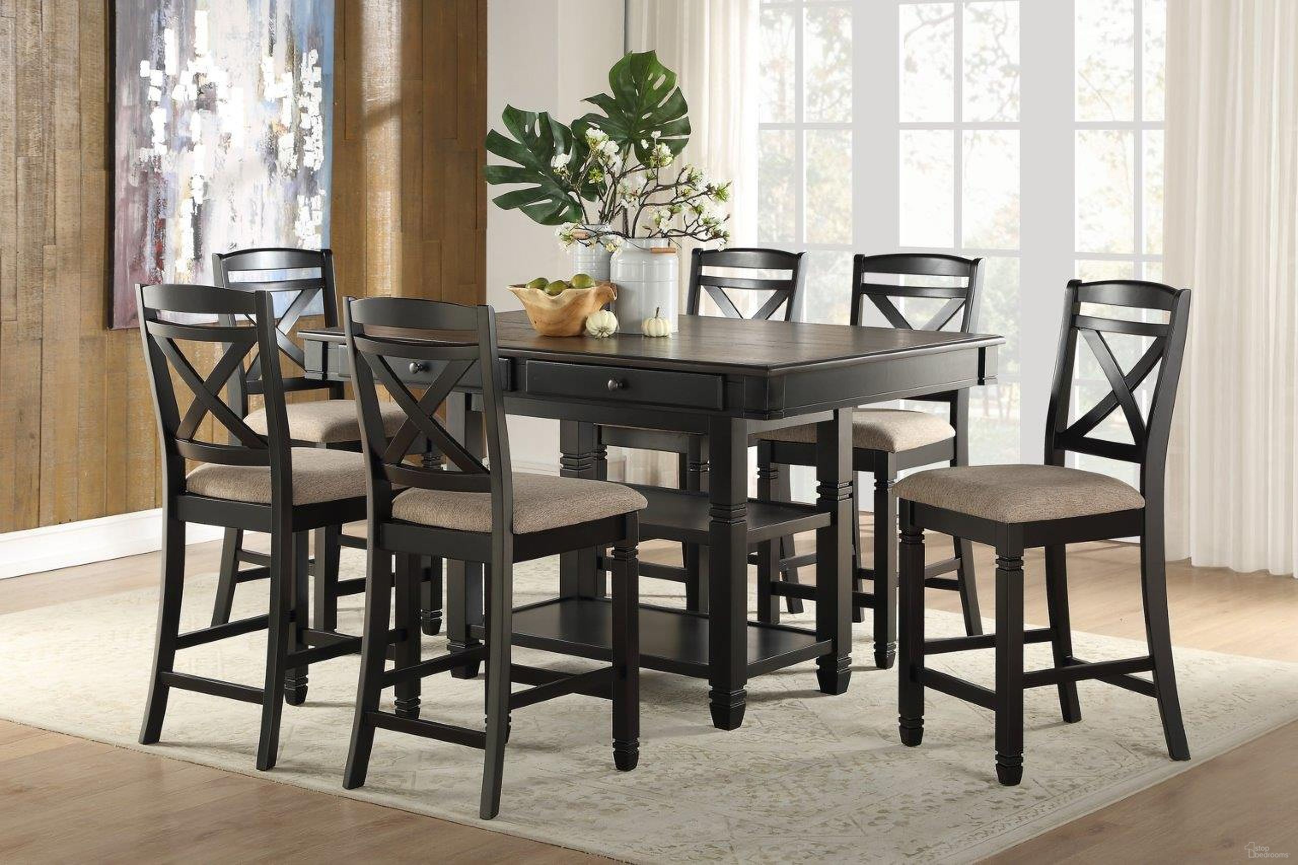 Baywater Natural And Black Counter Height Dining Room Set by ...