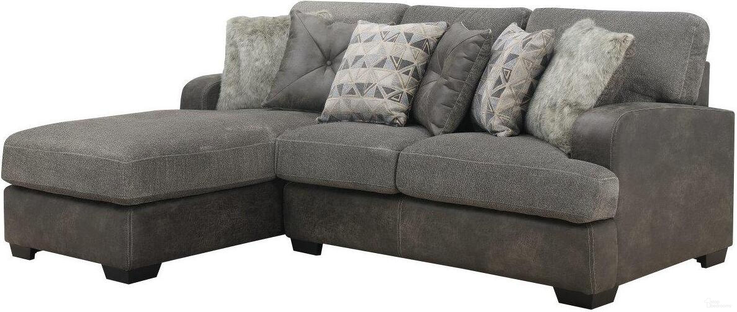 Berlin 2 Piece Lsf Chaise Sectional In Gray Herringbone And Sanded ...