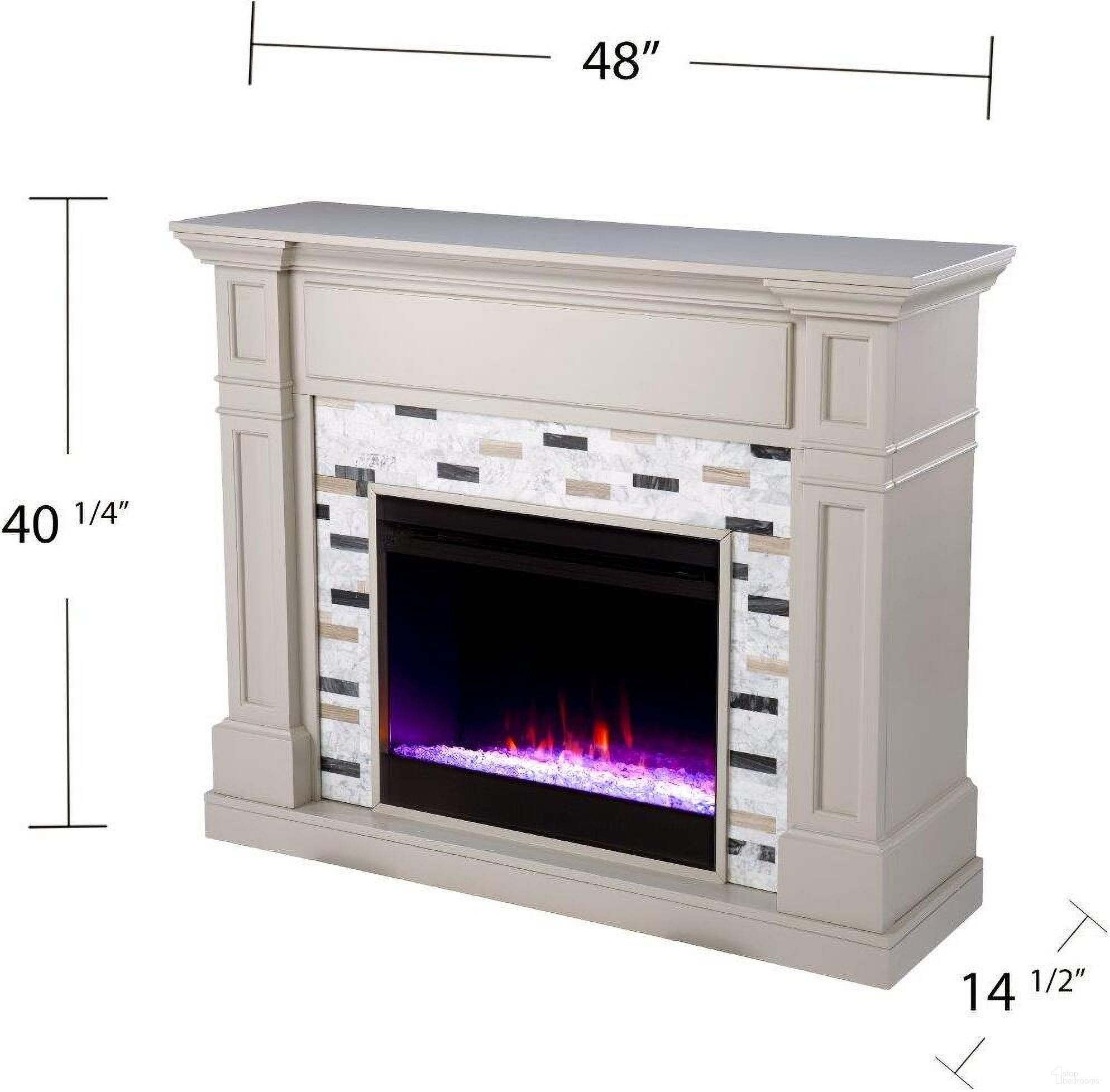Birkover Color Changing Electric Fireplace With Marble Surround by SEI ...