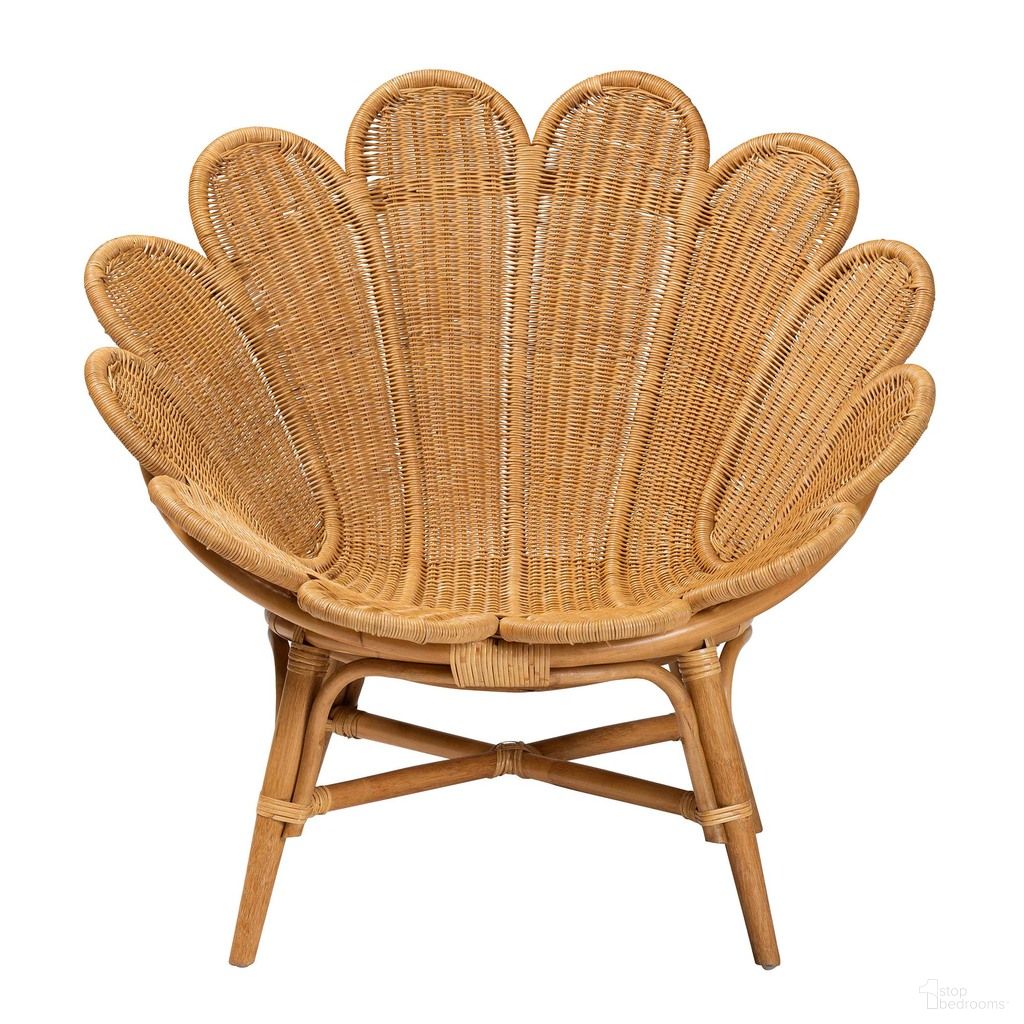 Blossom Rattan Accent Flower Chair In Light Honey by Baxton Studio ...