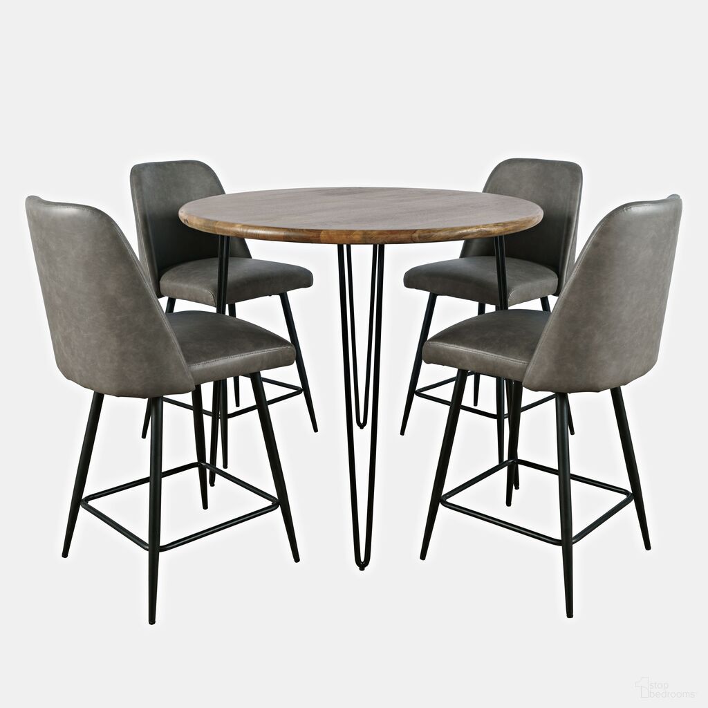 Brennan Five Piece Round Modern Solid Wood Counter Height Dining Set ...