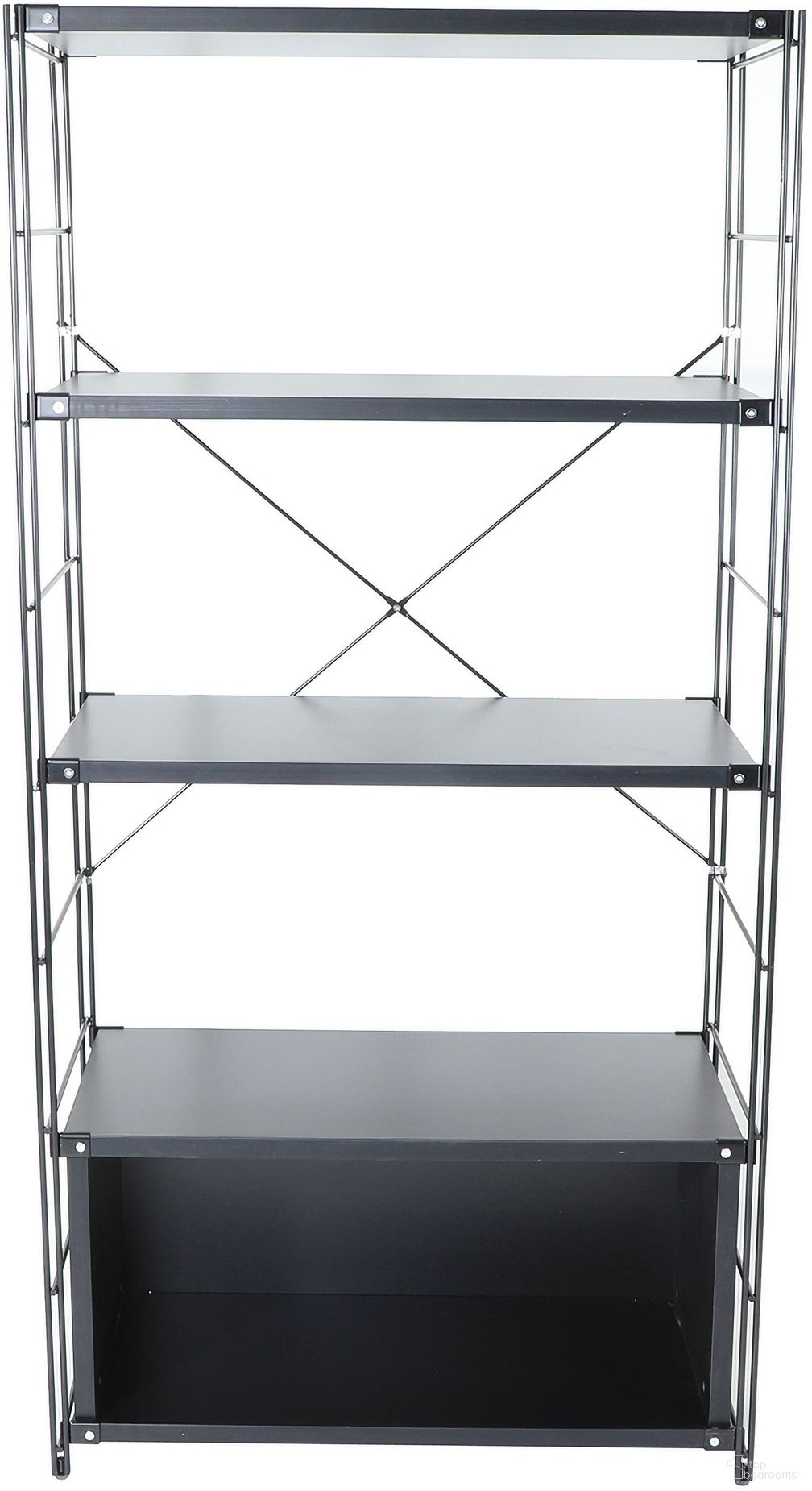 Brentwood Etagere Bookcase In Black by LeisureMod | 1StopBedrooms