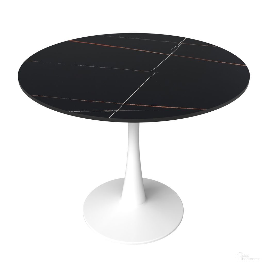 Bristol 35 Inch Sintered Stone Top Round Dining Table In White and ...