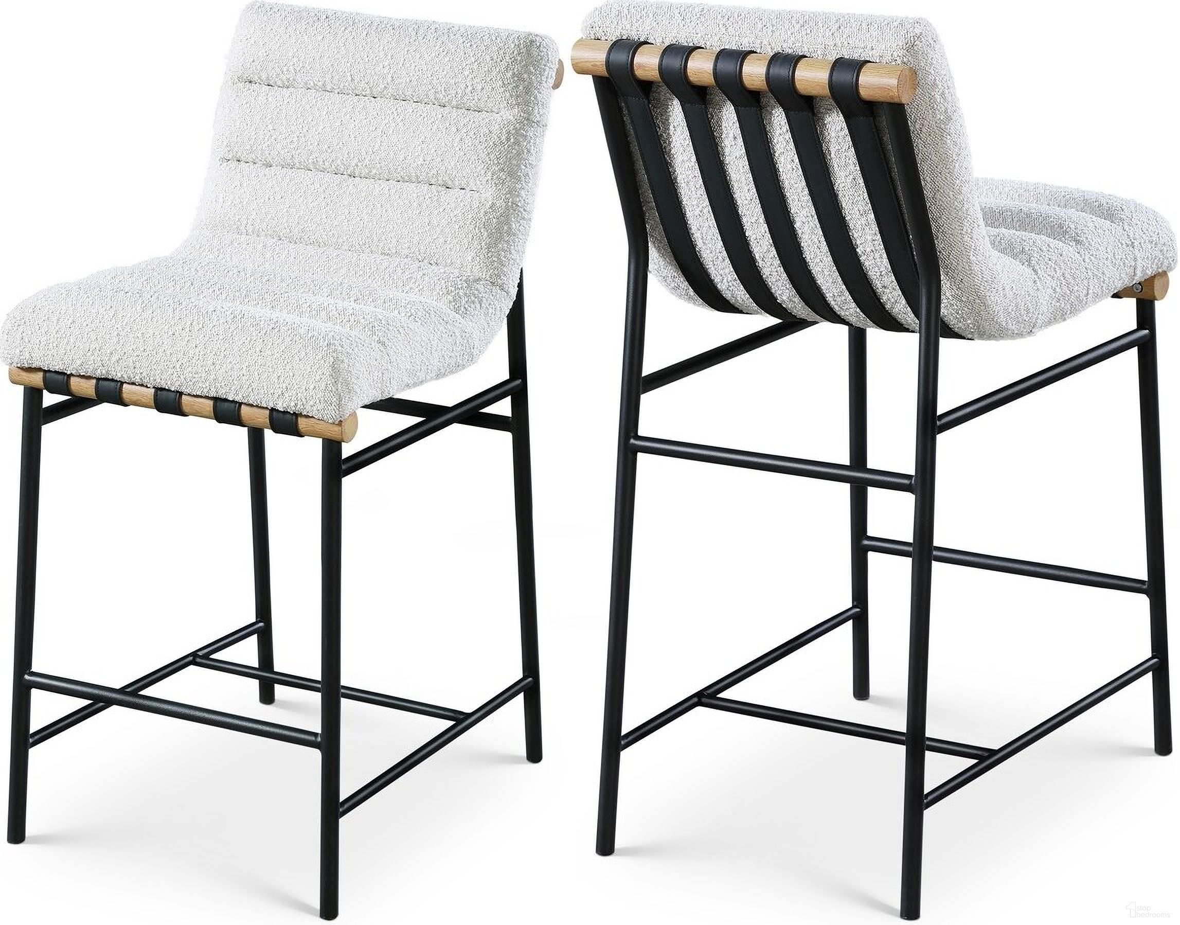 Burke Boucle Fabric Counter Stool In Cream by Meridian | 1StopBedrooms