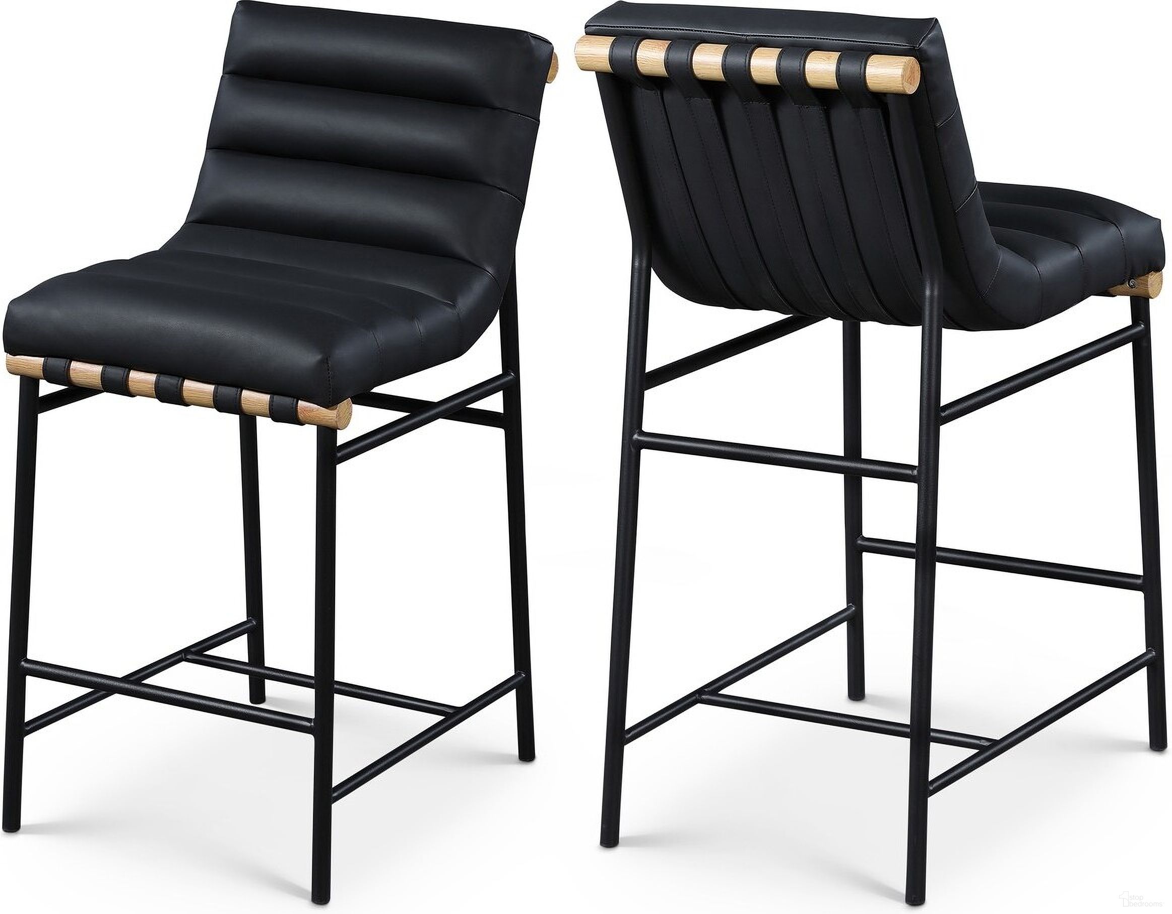 Burke Vegan Leather Counter Stool In Black by Meridian | 1StopBedrooms