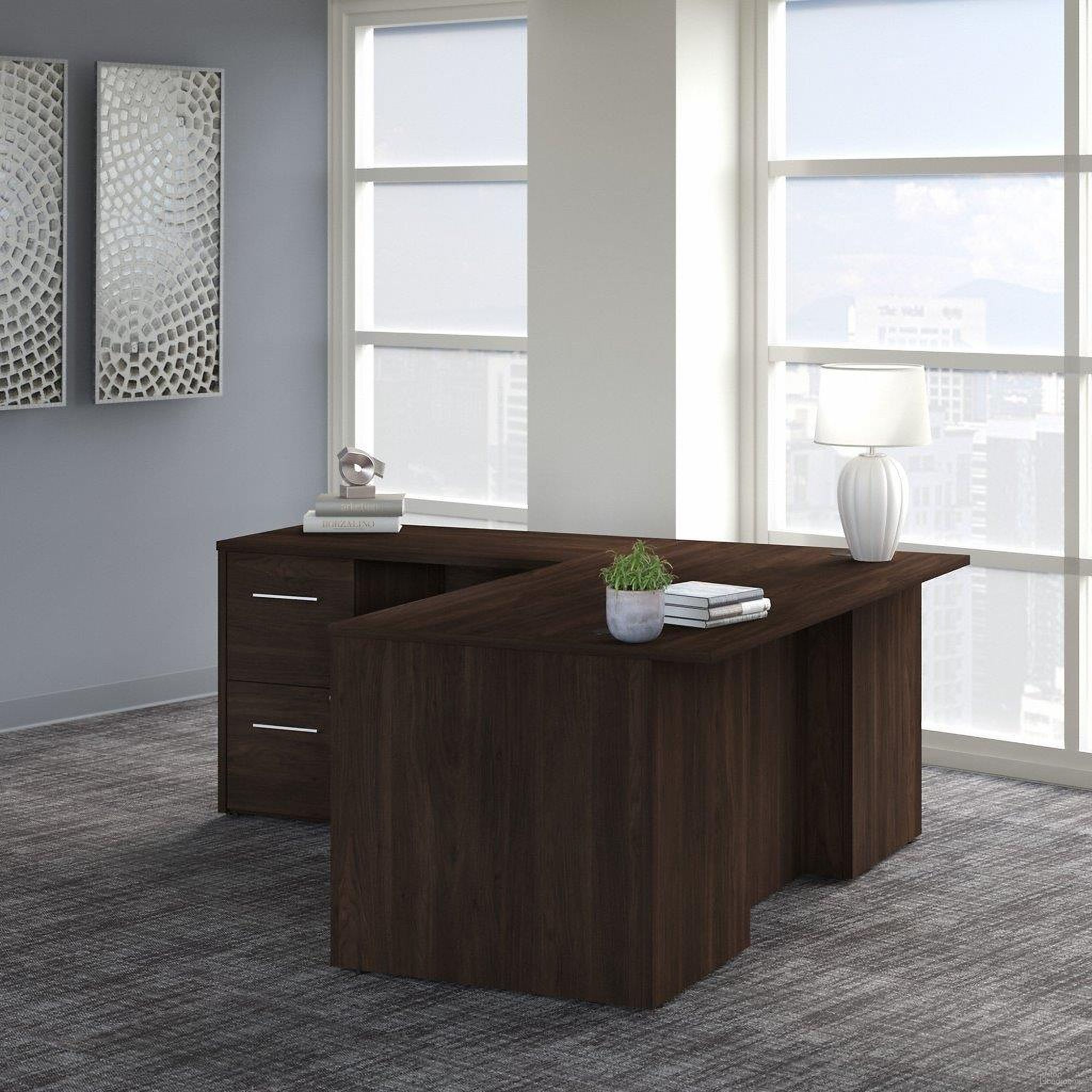 Bush Business Furniture Office 500 72W L Shaped Executive Desk with ...