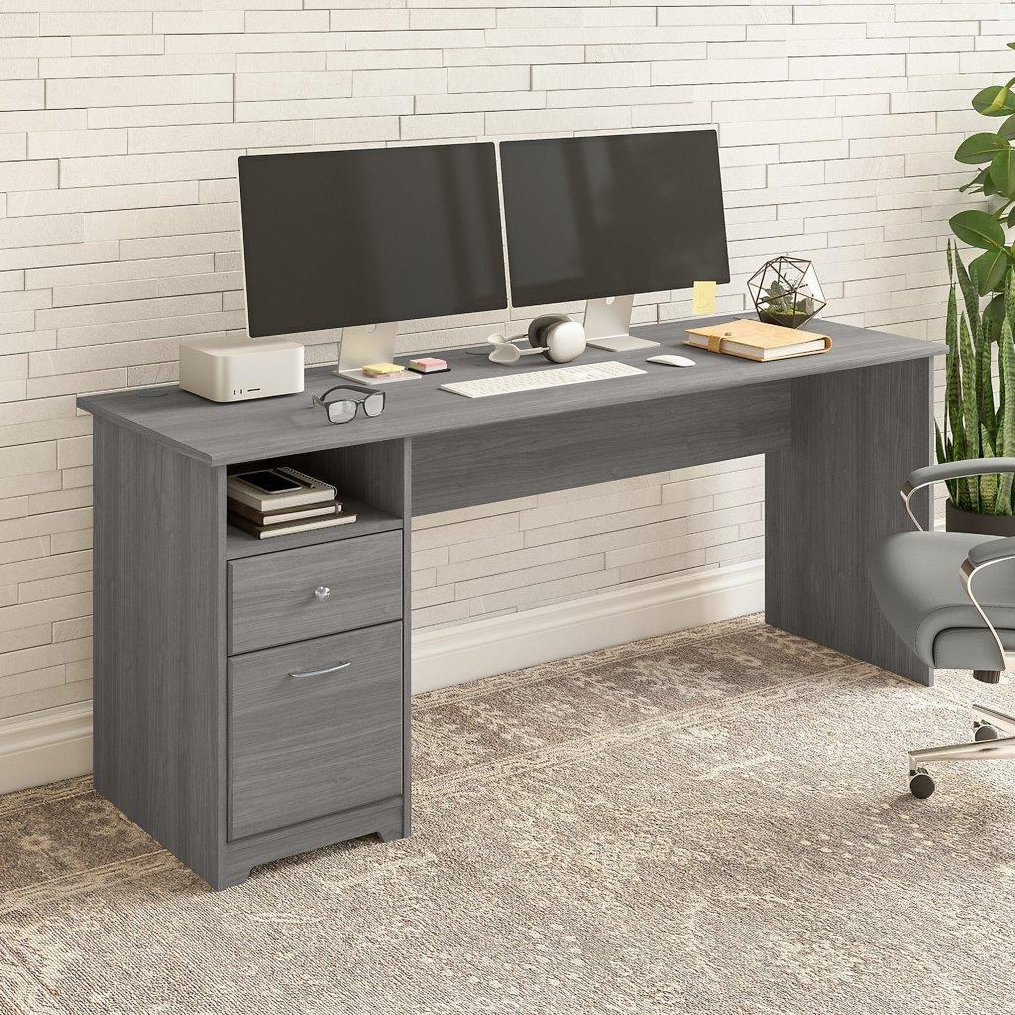 Bush Furniture Cabot 72W Computer Desk with Drawers in Modern Gray ...