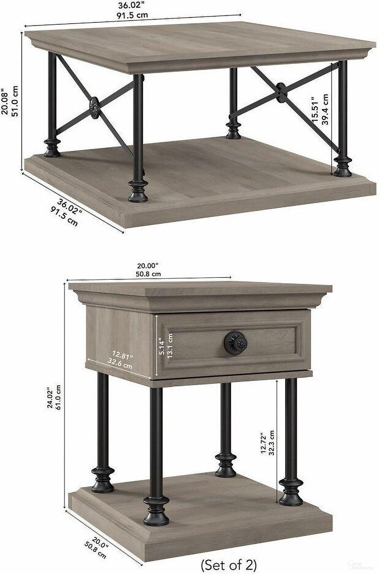 Bush Furniture Coliseum Square Coffee Table with Designer End Tables ...