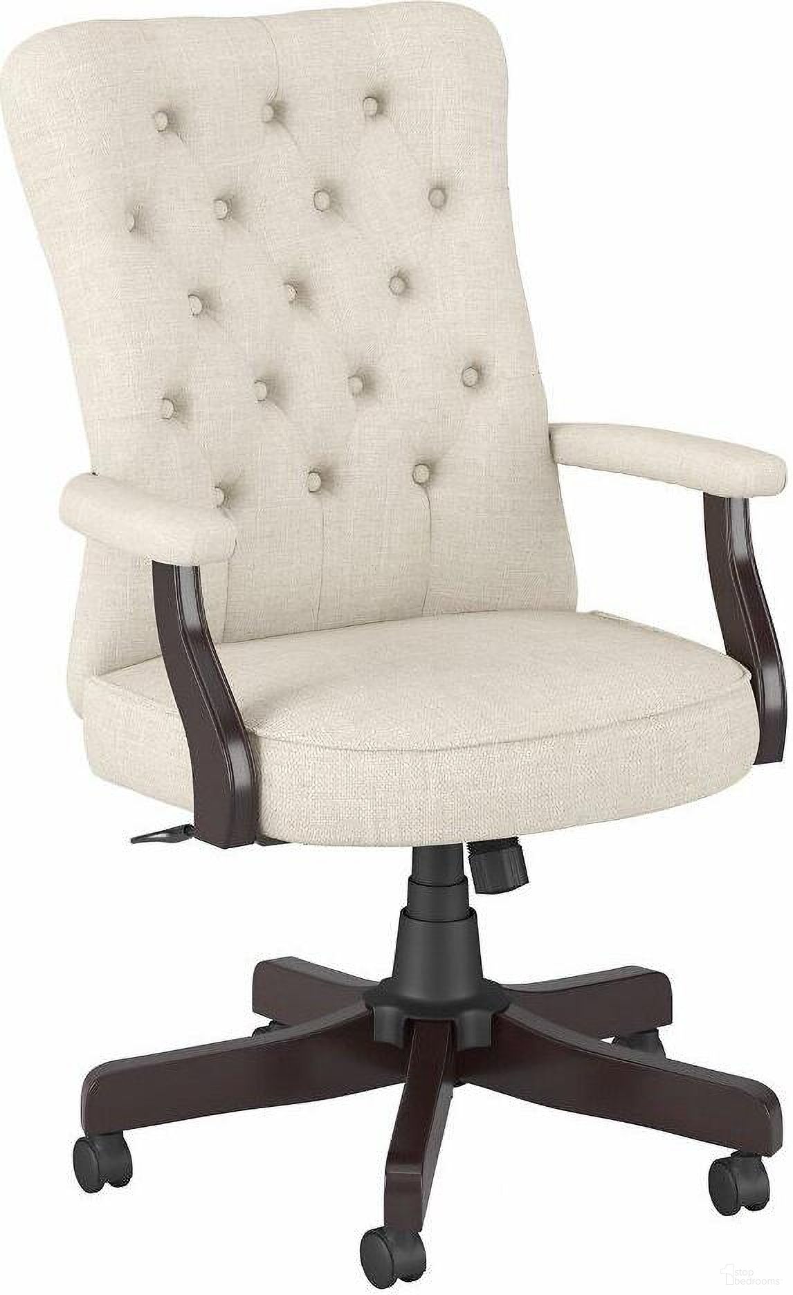 Bush Furniture Salinas High Back Tufted Office Chair with Arms in Cream ...