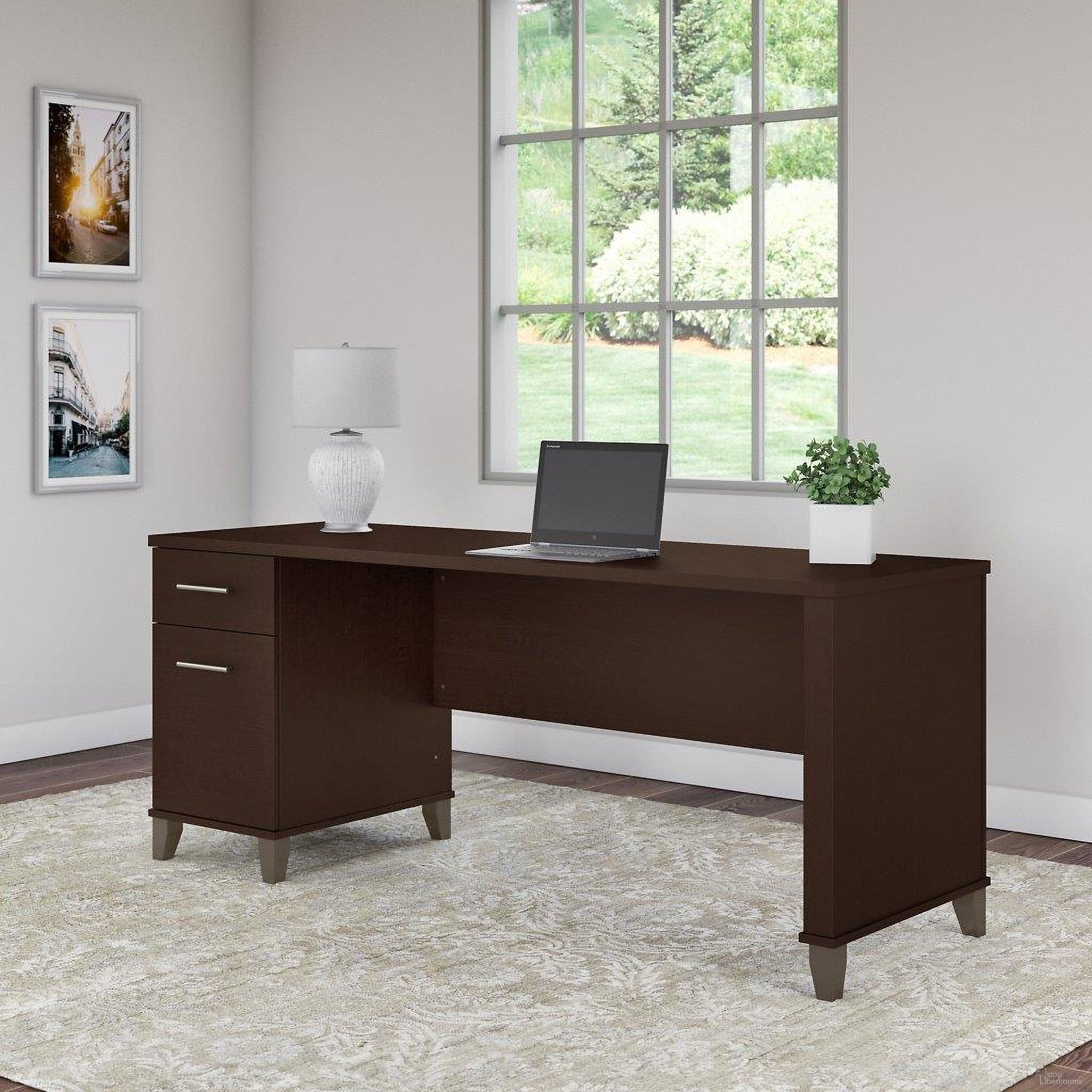 Bush Furniture Somerset 72W Office Desk with Drawers in Mocha Cherry ...