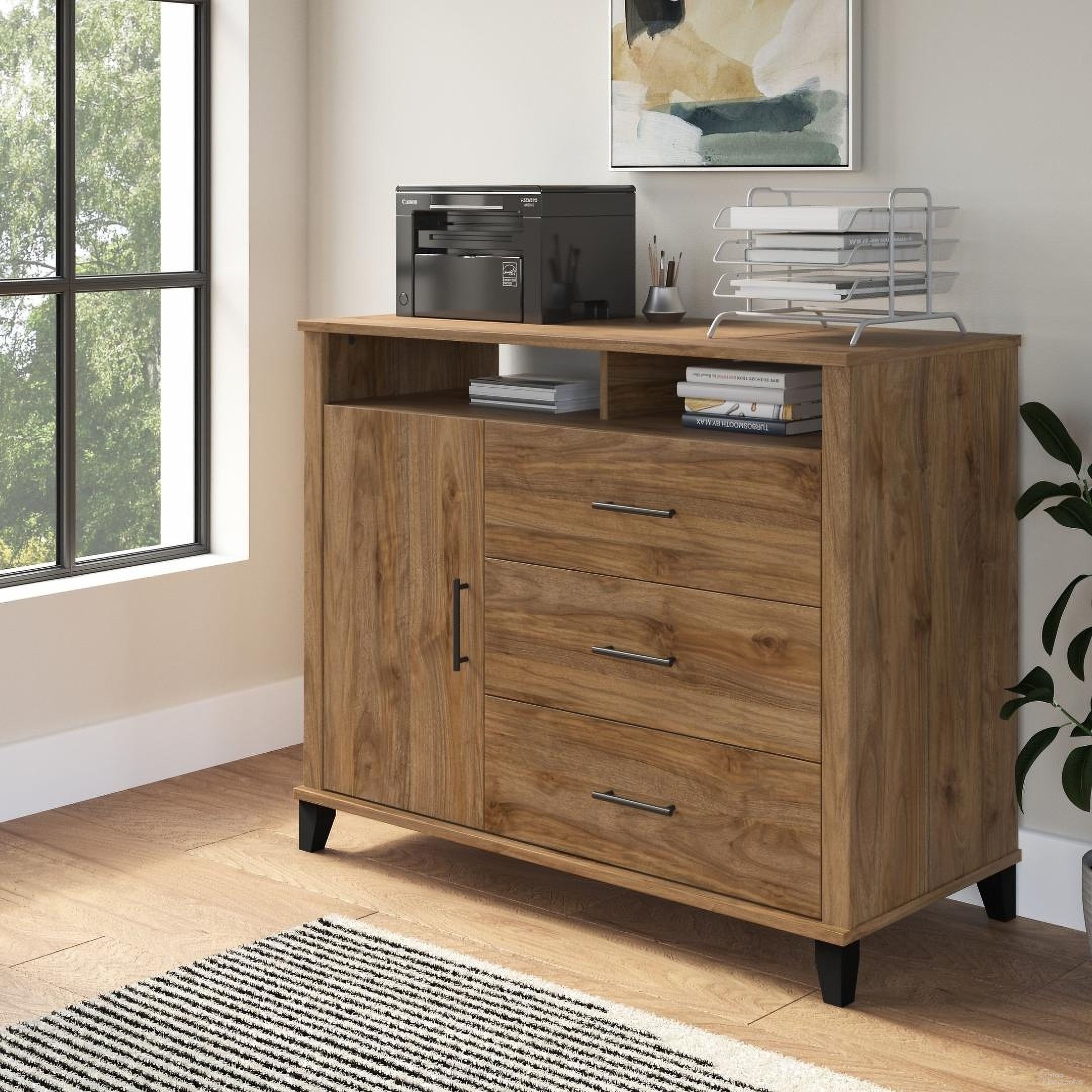 Bush Furniture Somerset Tall Tv Stand With Storage In Fresh Walnut ...