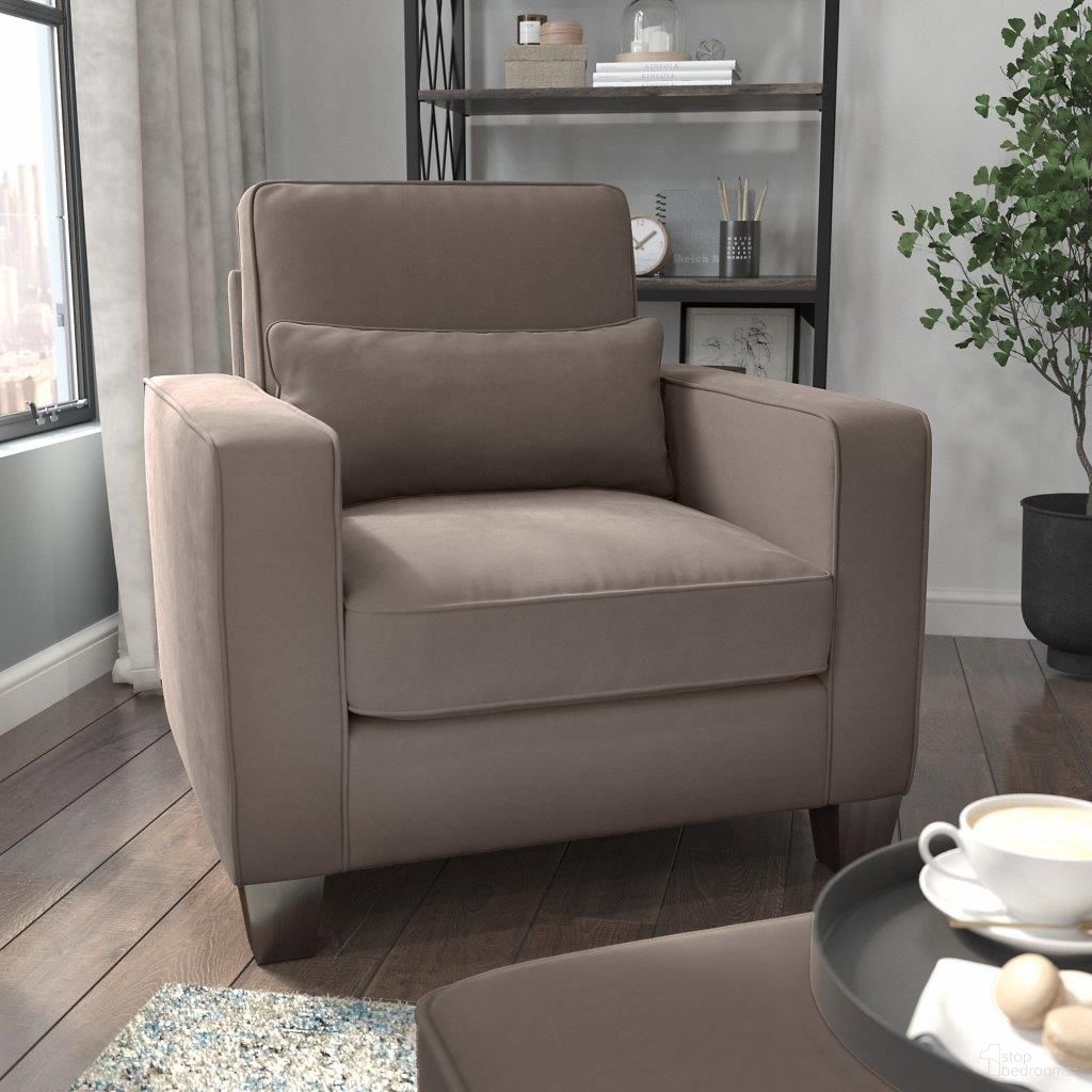 Bush Furniture Stockton Accent Chair with Arms in Beige Herringbone ...