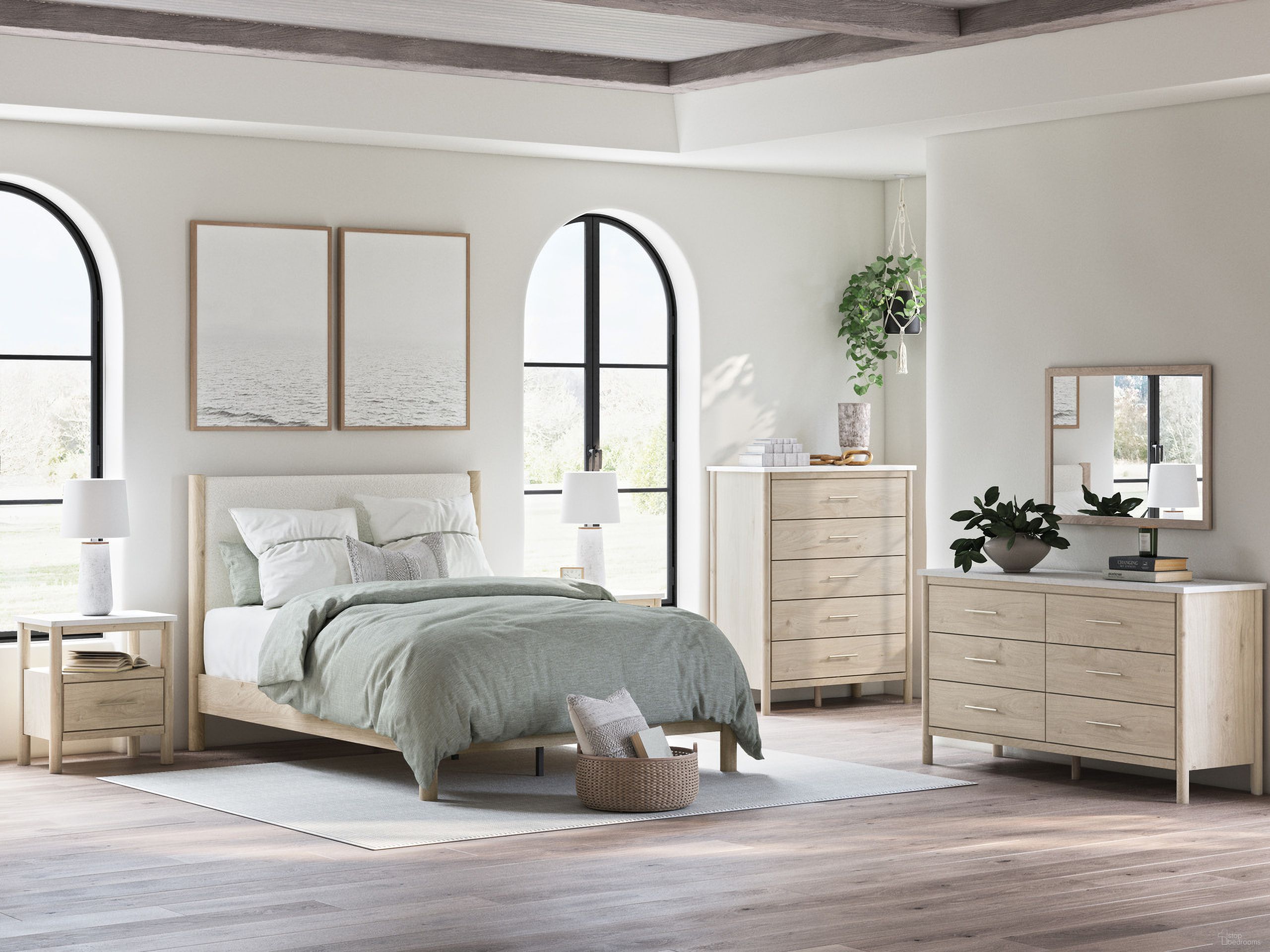 Cadmori Upholstered Panel Bedroom Set In Two-tone by Ashley Furniture ...