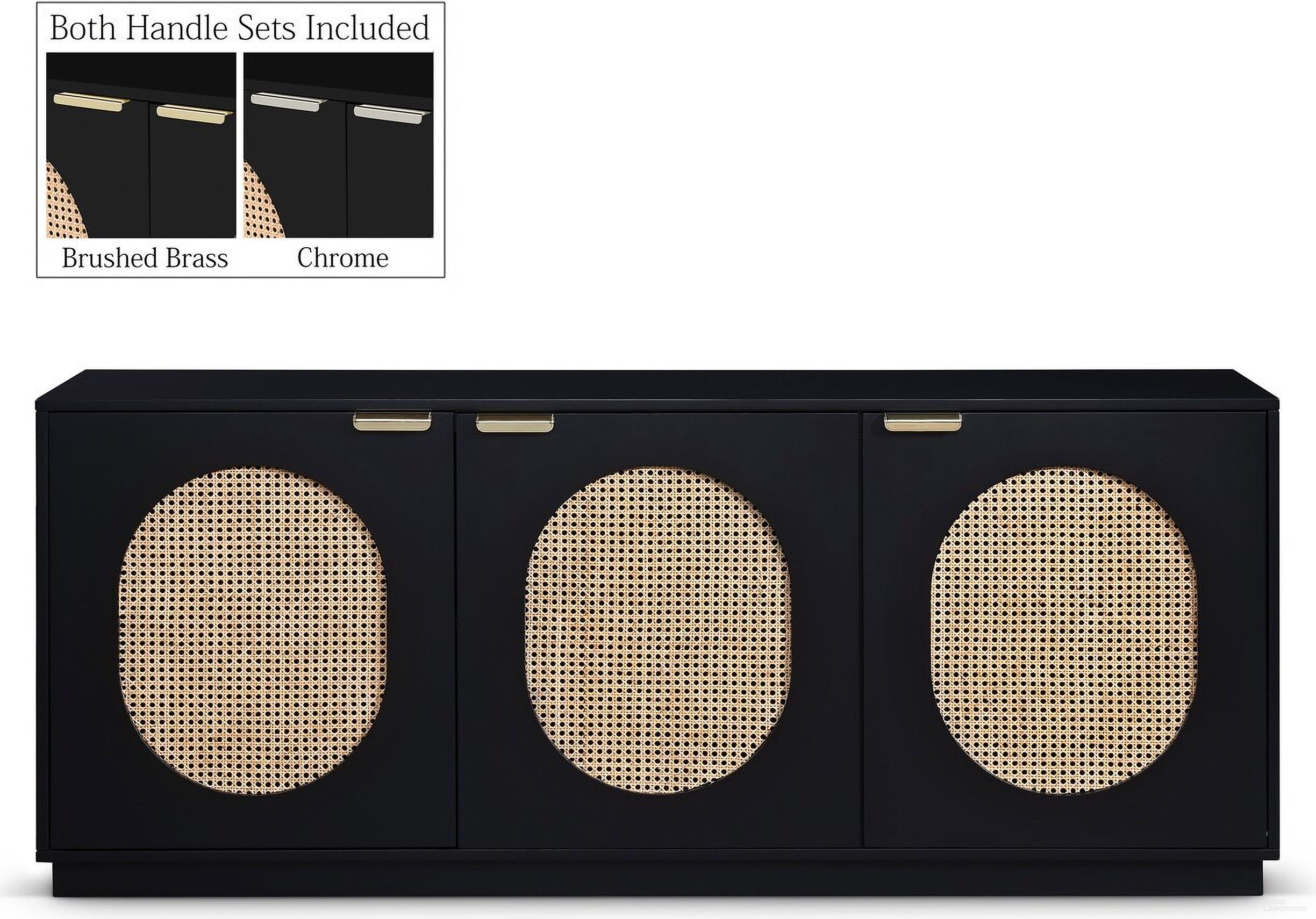 Cane Sideboard/Buffet In Black by Meridian | 1StopBedrooms