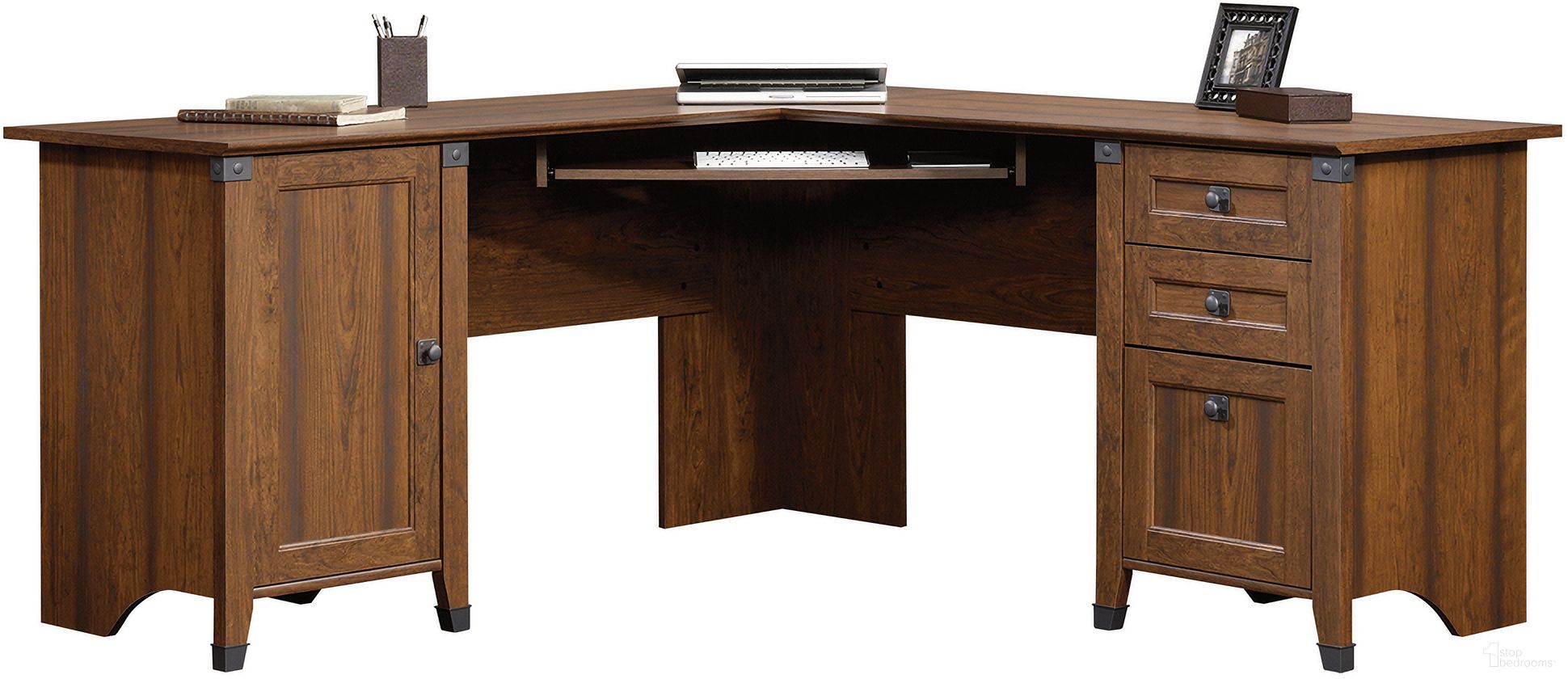Carson Forge Corner Computer Desk In Washington Cherry by Sauder ...
