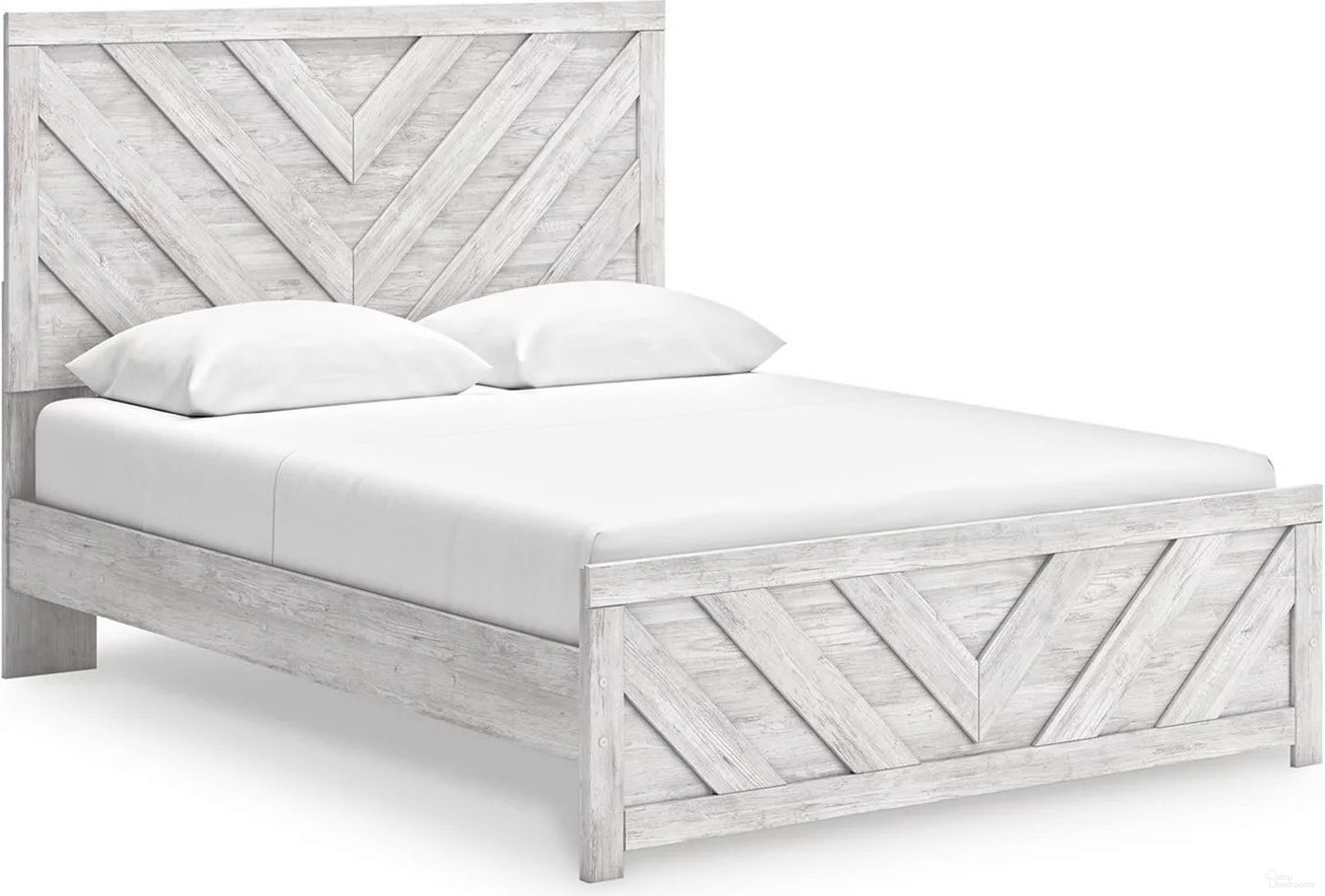 Cayboni Queen Panel Bed In White Wash by Ashley Furniture | 1StopBedrooms