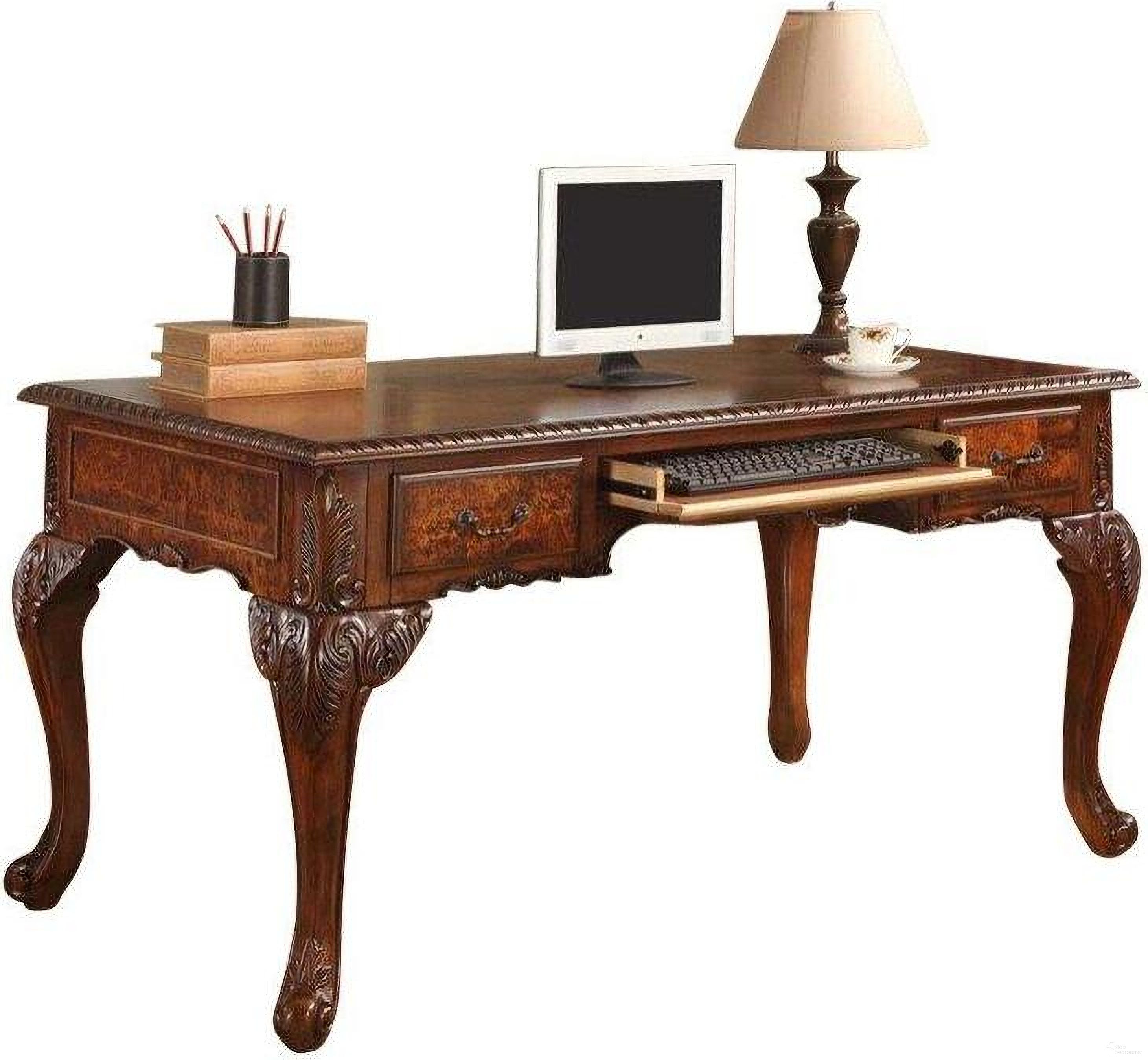 Cdexecutive 60 Inch Wood Office Desk With Hand Carved Designs In Cherry ...