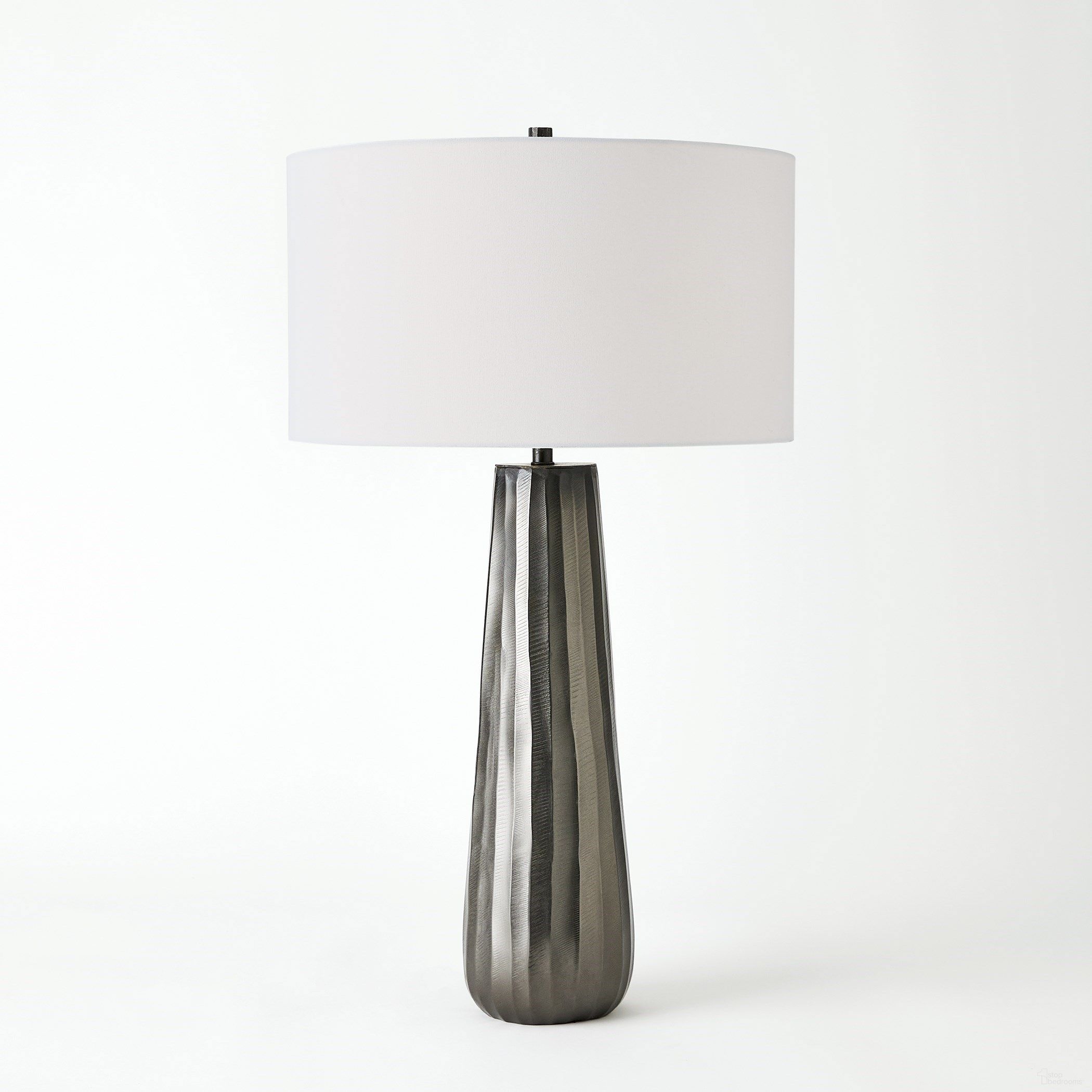 Chased Round Table Lamp In Black Nickel by Global Views | 1StopBedrooms