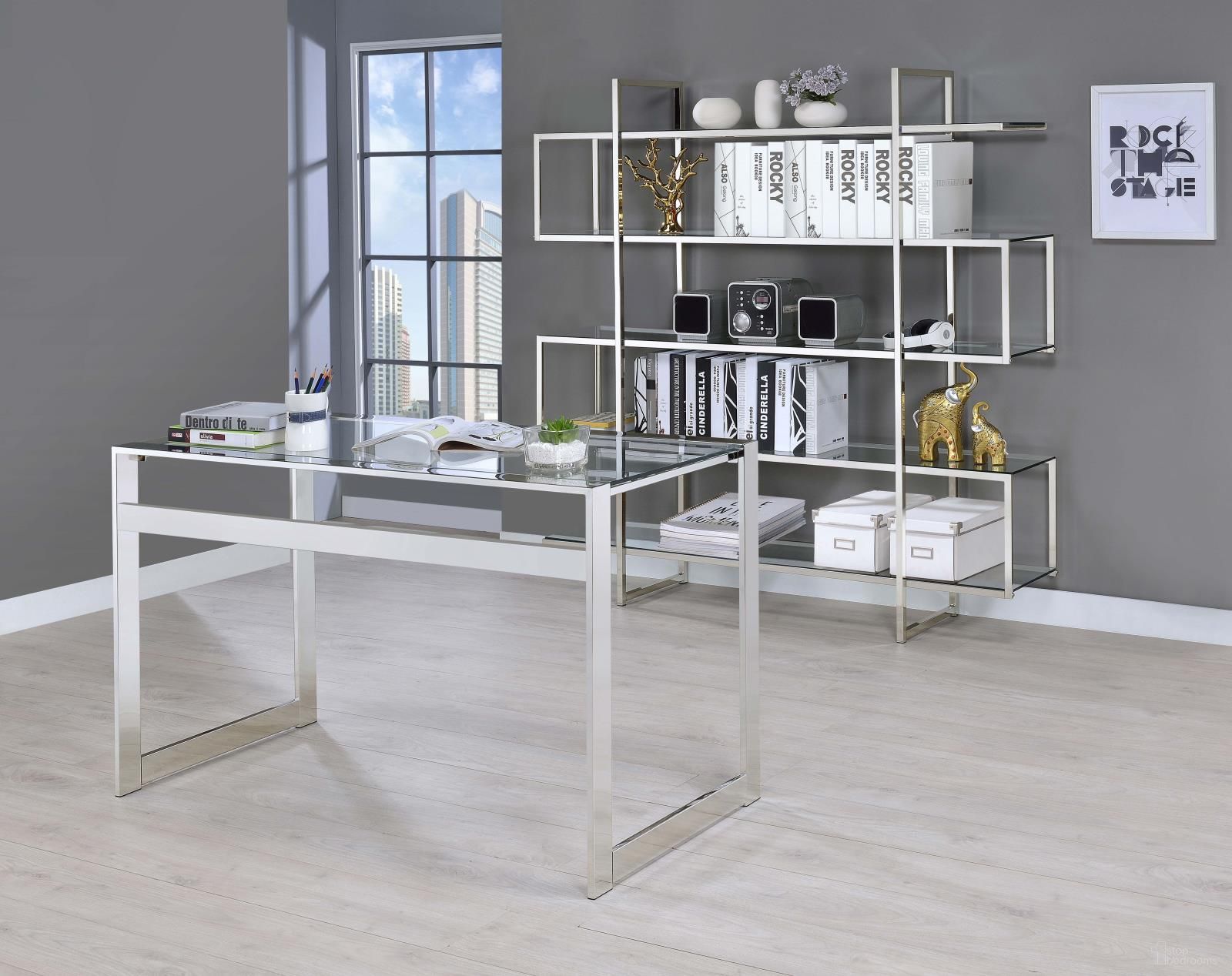 Chrome Writing Desk by Coaster | 1StopBedrooms