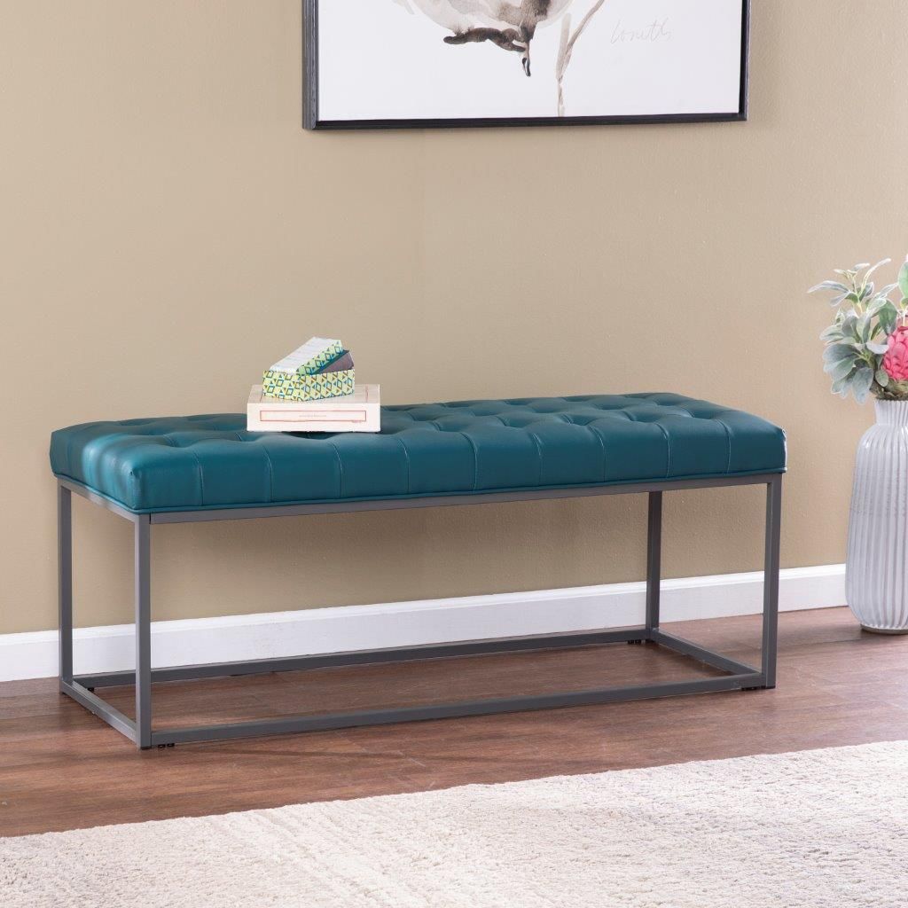 Ciarin Upholstered Hallway Bench In Blue by SEI Furniture | 1StopBedrooms
